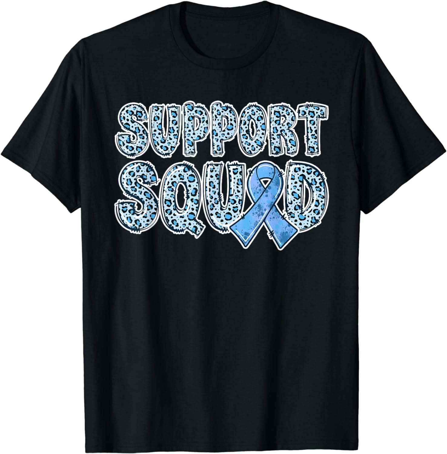Light Blue Ribbon Leopard - Support Squad Prostate Cancer T-Shirt ...