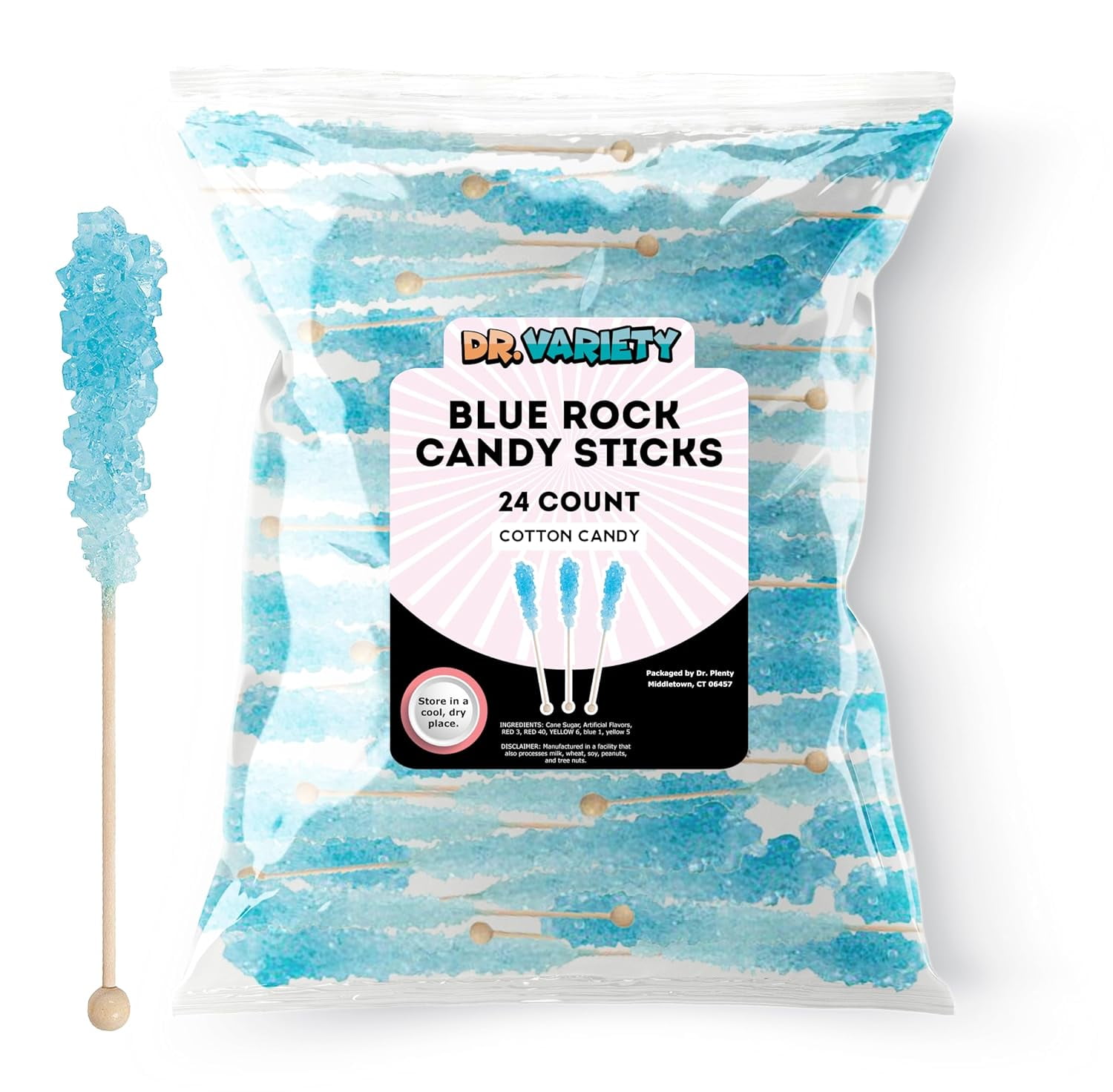 Light Blue Rock Candy on a Stick (72 Pack) - Bulk INDIVIDUALLY WRAPPED ...