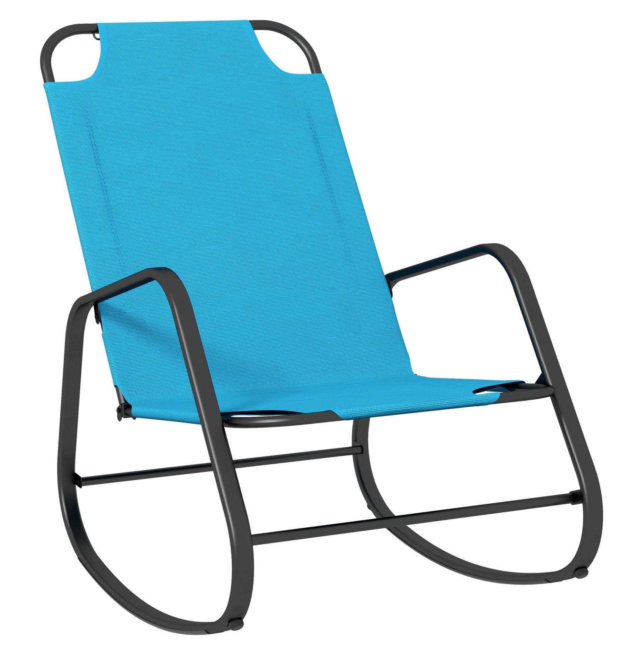 Light Blue Rocking Chair Outdoor Indoor Patio Furniture - Steel Frame ...