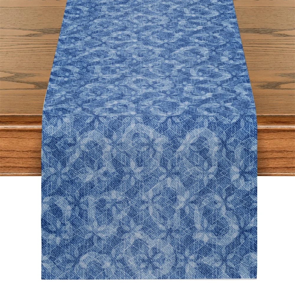 Light Blue Rose Table Flag Blur Flower Table Runner Abstract Art Hotel ...