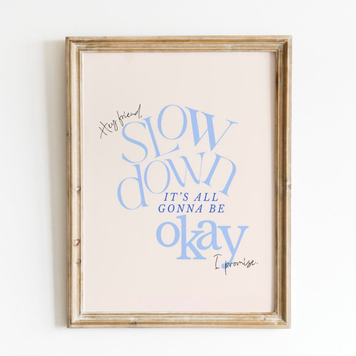 Light Blue Slow Down Art Print, Trendy Decor, Abstract Painting ...
