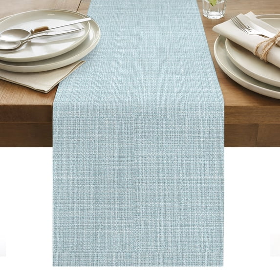 Light Blue Solid Cotton Linen Table Runner Minimalist Cloth Pale Sky ...