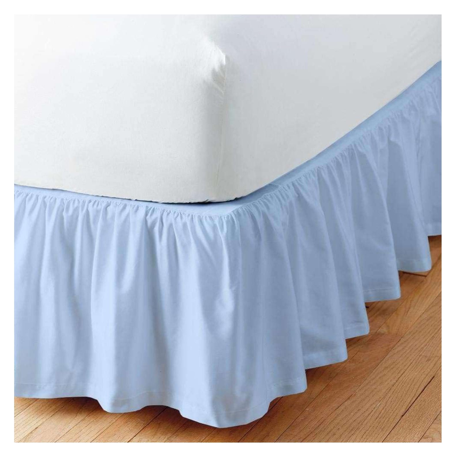 Light Blue Solid Ruffled Bed Skirt Full-12 Drop Drop Split Corner ...
