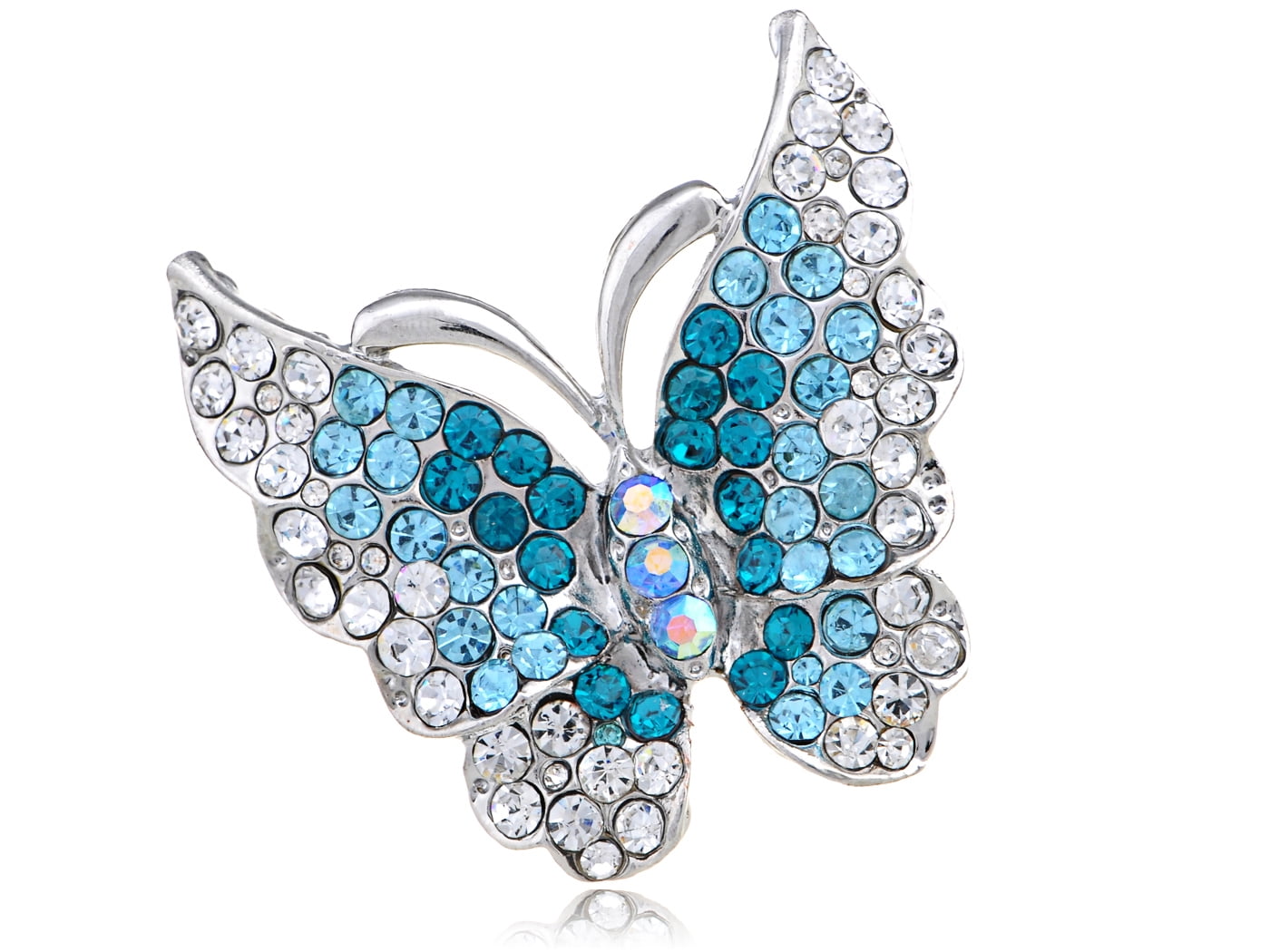Light Blue Sparkle Silver Tone Flying Butterfly Hand Costume Adjustable ...