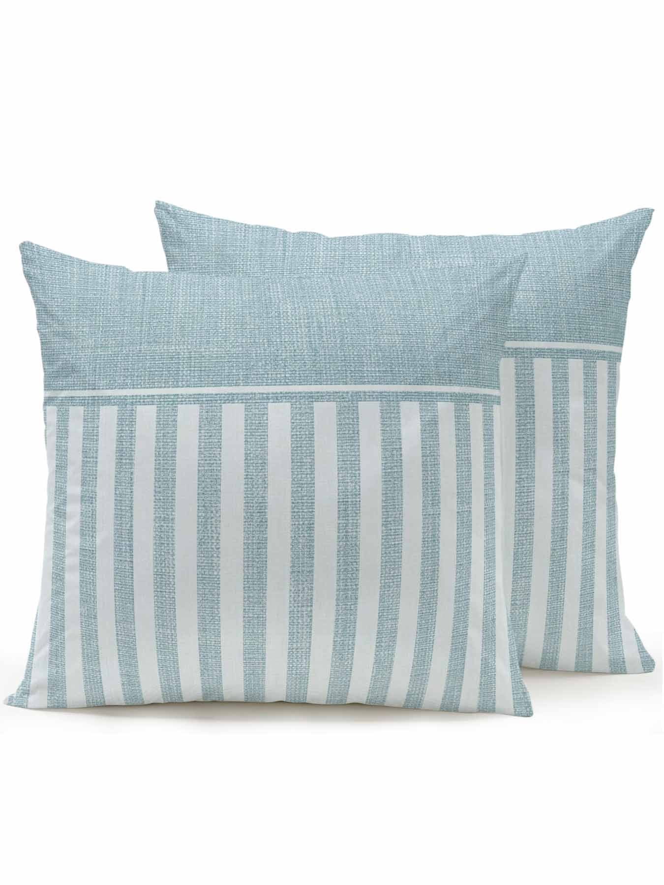 Light Blue Stripe Outdoor Throw Pillows with Inserts Set of 2, 18