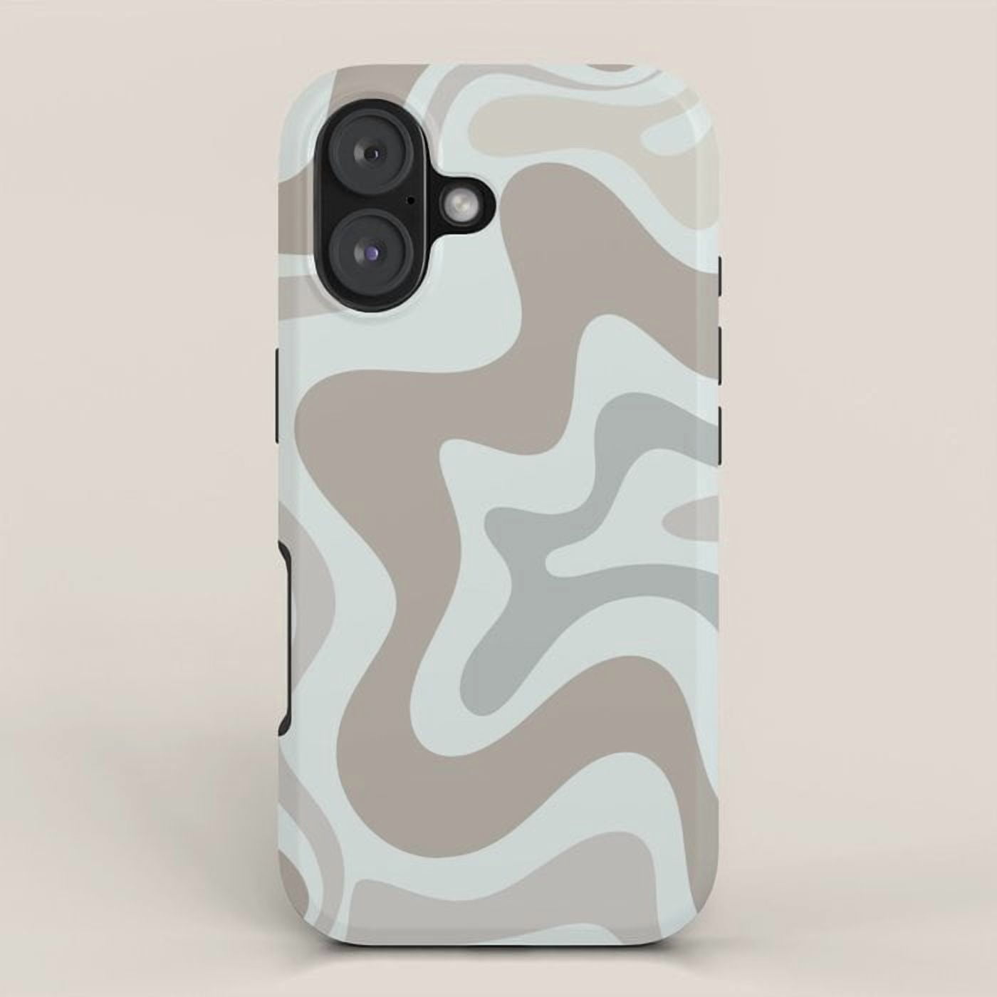 Light Blue, Taupe and Gray Wavy Contour Tough Phone Case for Select ...