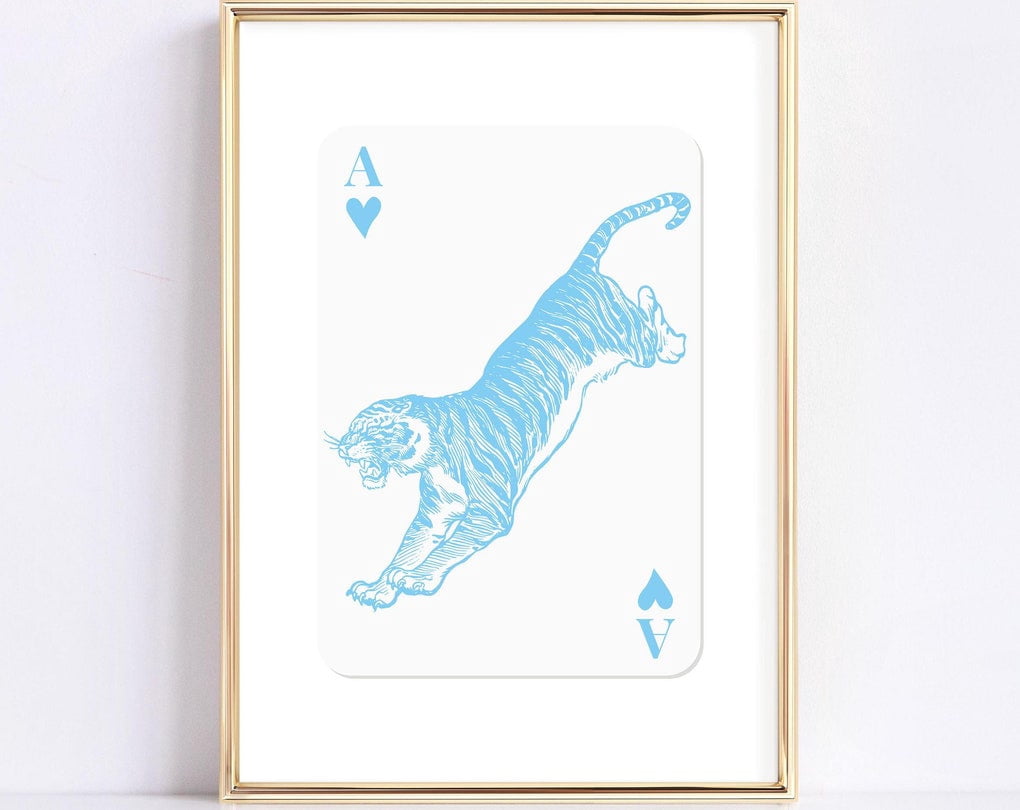 Light Blue Tiger Printable Wall Art Trendy Dorm Room Decor Aesthetic ...