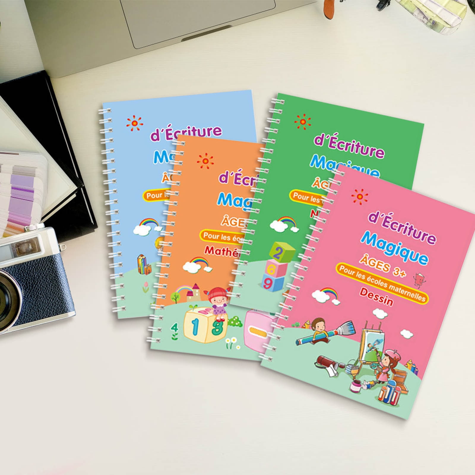 Light Blue Trash Can Small Footprint Waste Bin Sturdy Plastic ...