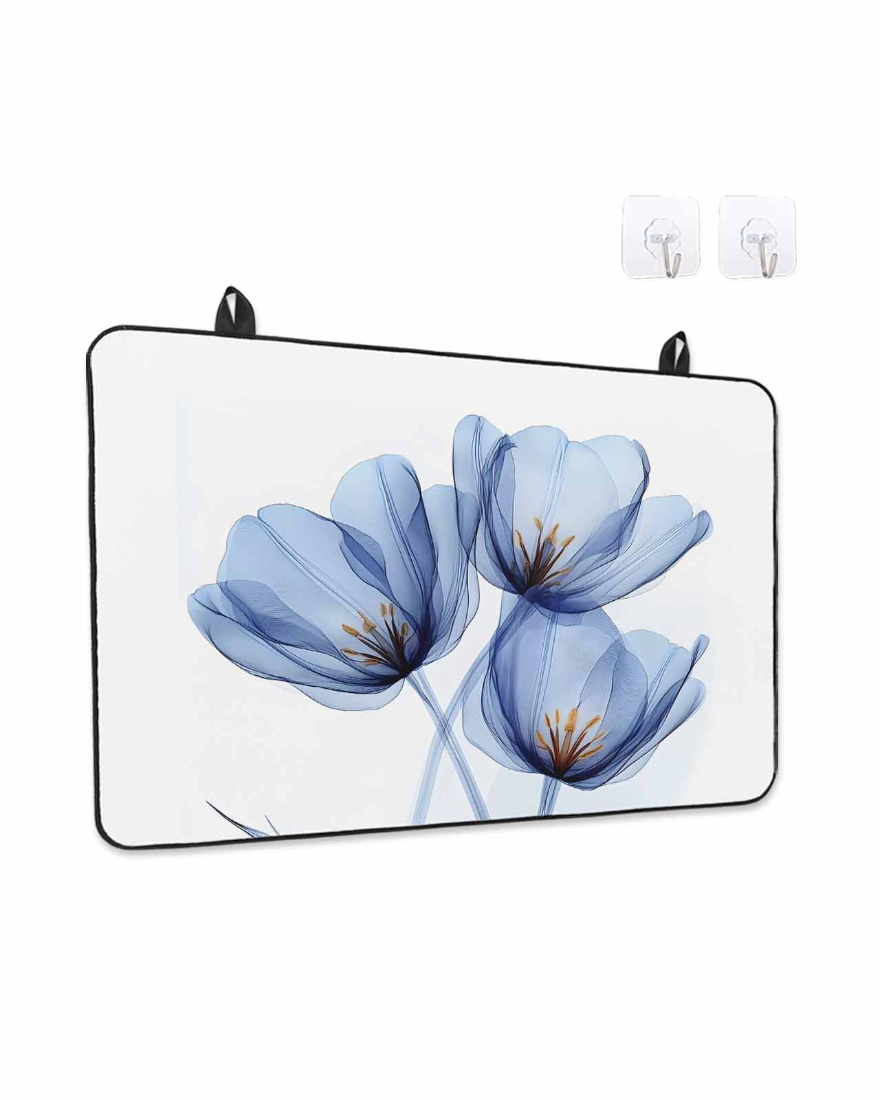 Light Blue Tulip Stove Top Covers for Electric Stove, Kitchen Glass ...