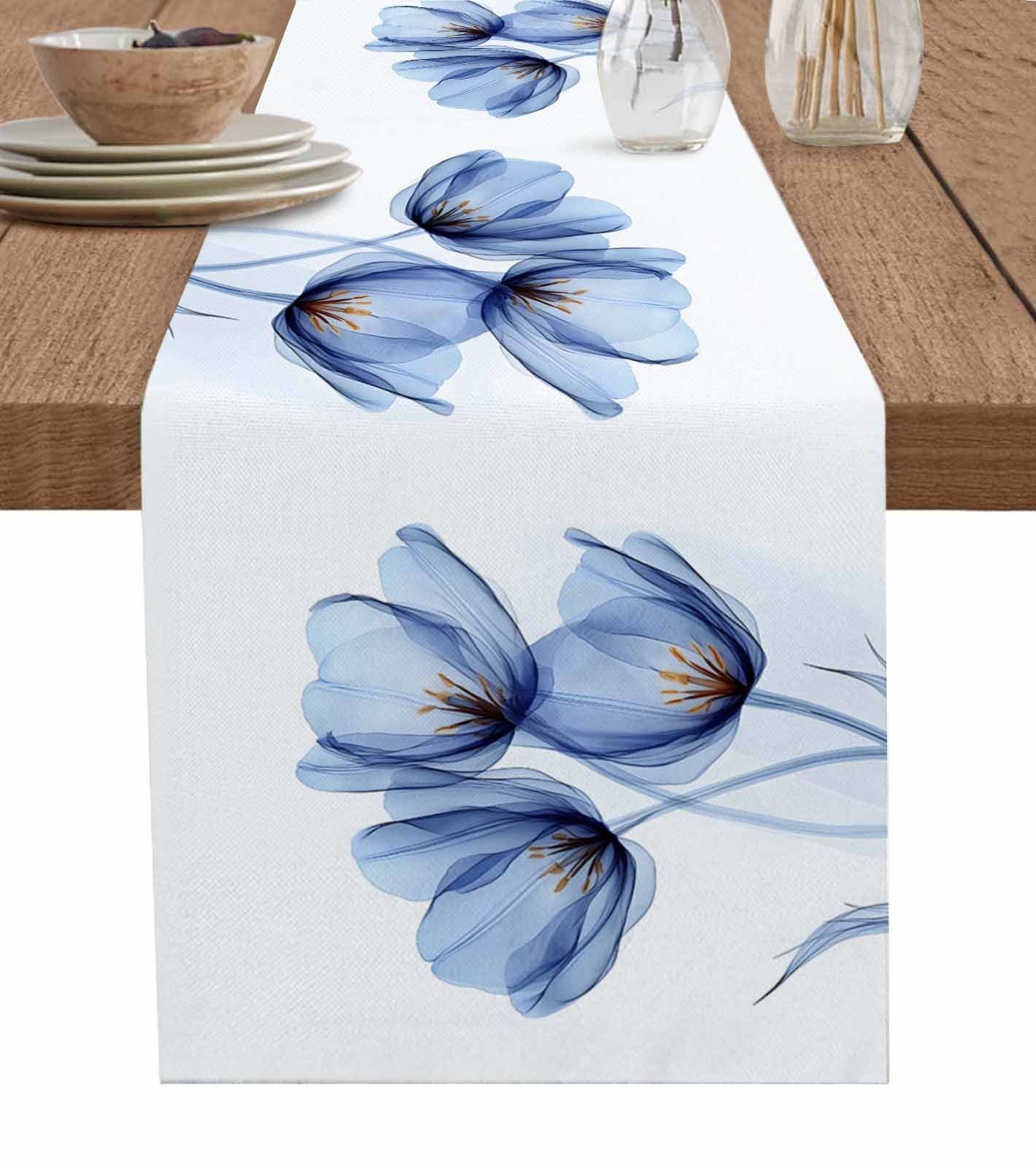 Light Blue Tulip Table Runner 72 Inches, Elegant Modern Rustic ...