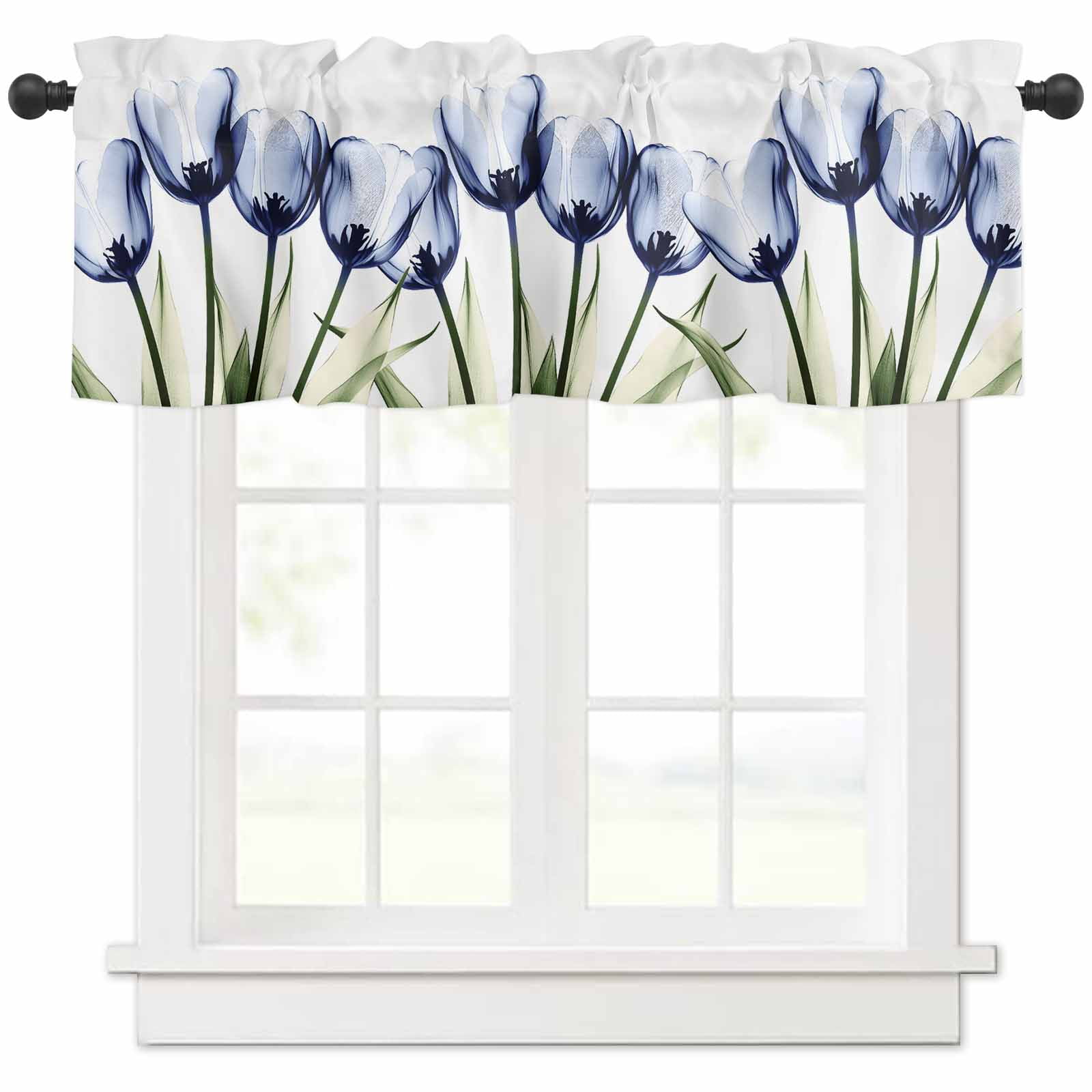 Light Blue Tulip Valances for Windows Farmhouse Kitchen Curtains ...