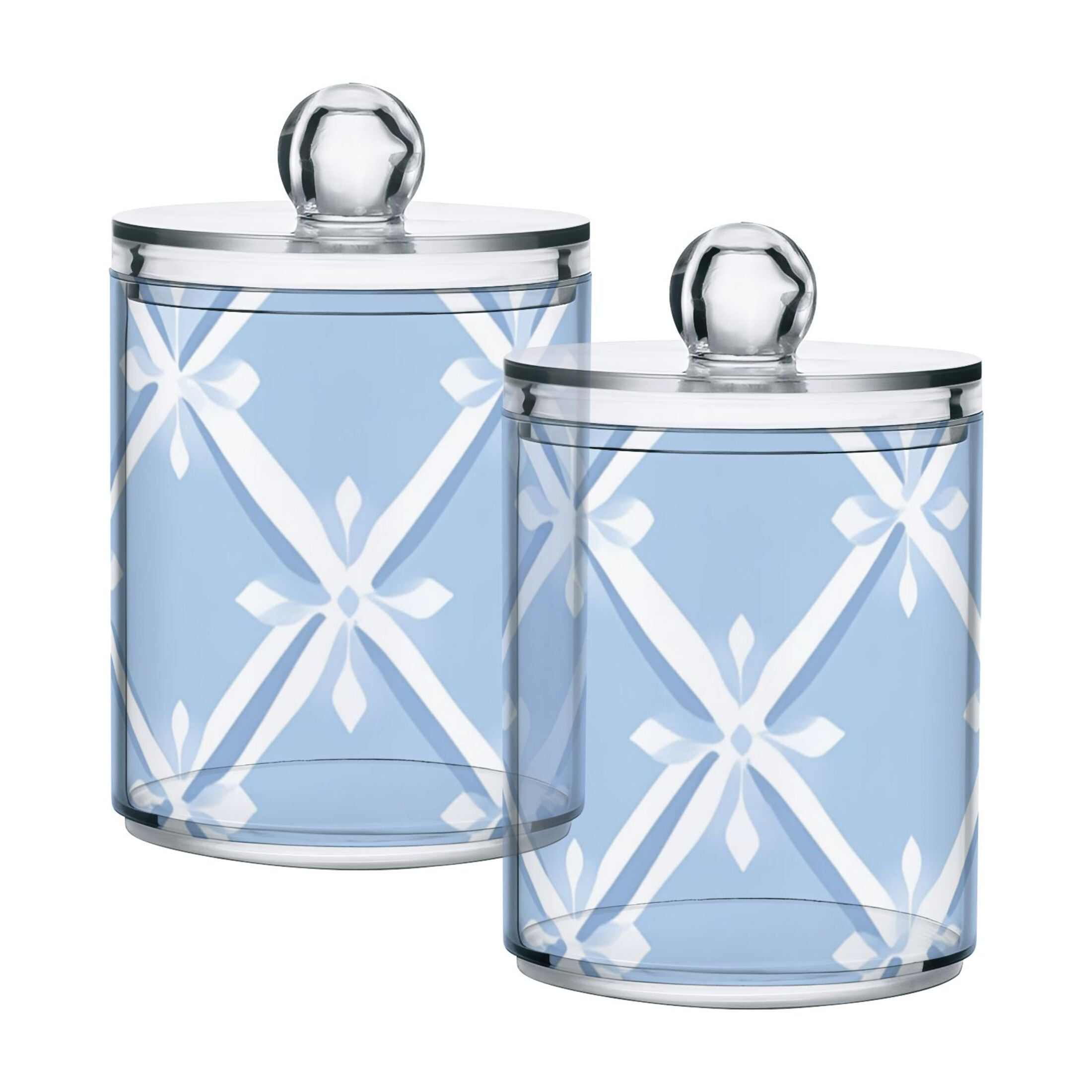Light Blue Twill Checkerboard Translucent Plastic Cans Storage ...
