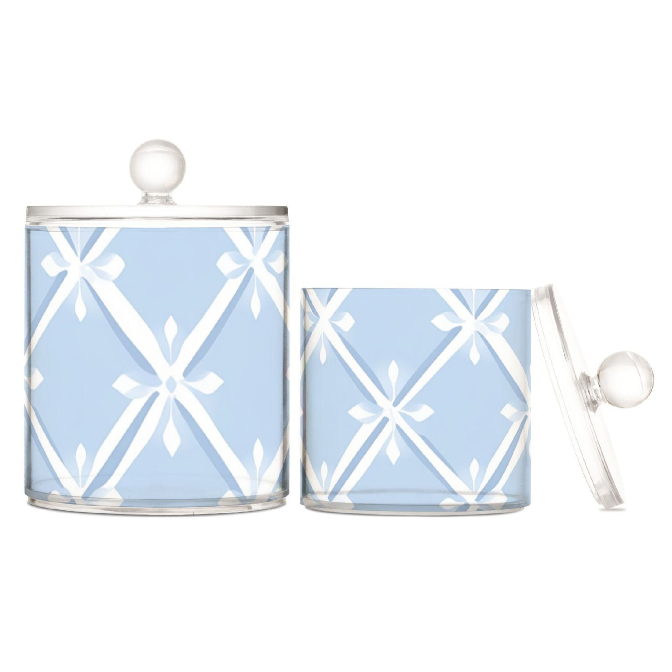 Light Blue Twill Checkerboard Translucent Plastic Cans Storage ...