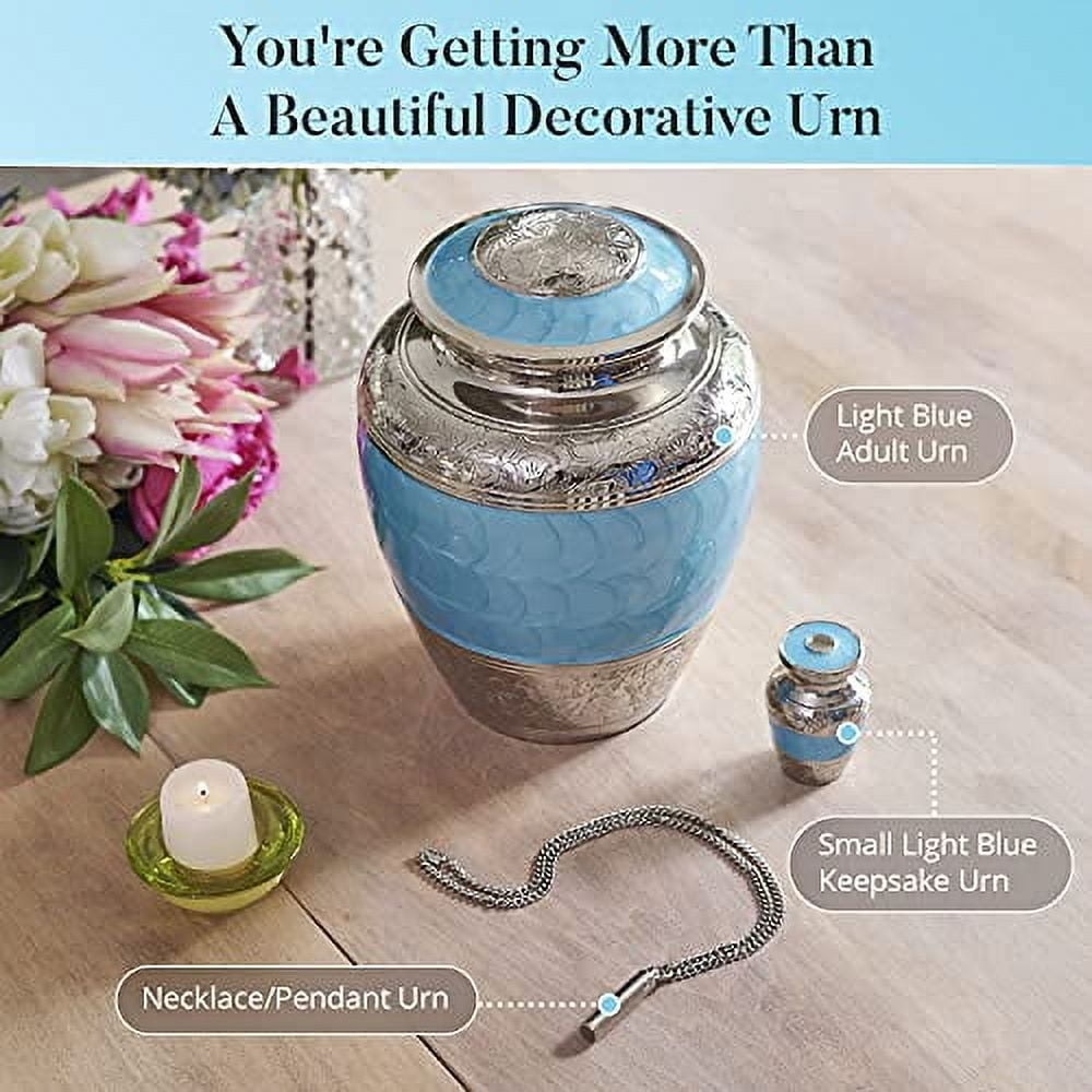 Light Blue Urns for Human Ashes Adult Male & Female - Handcrafted Large ...