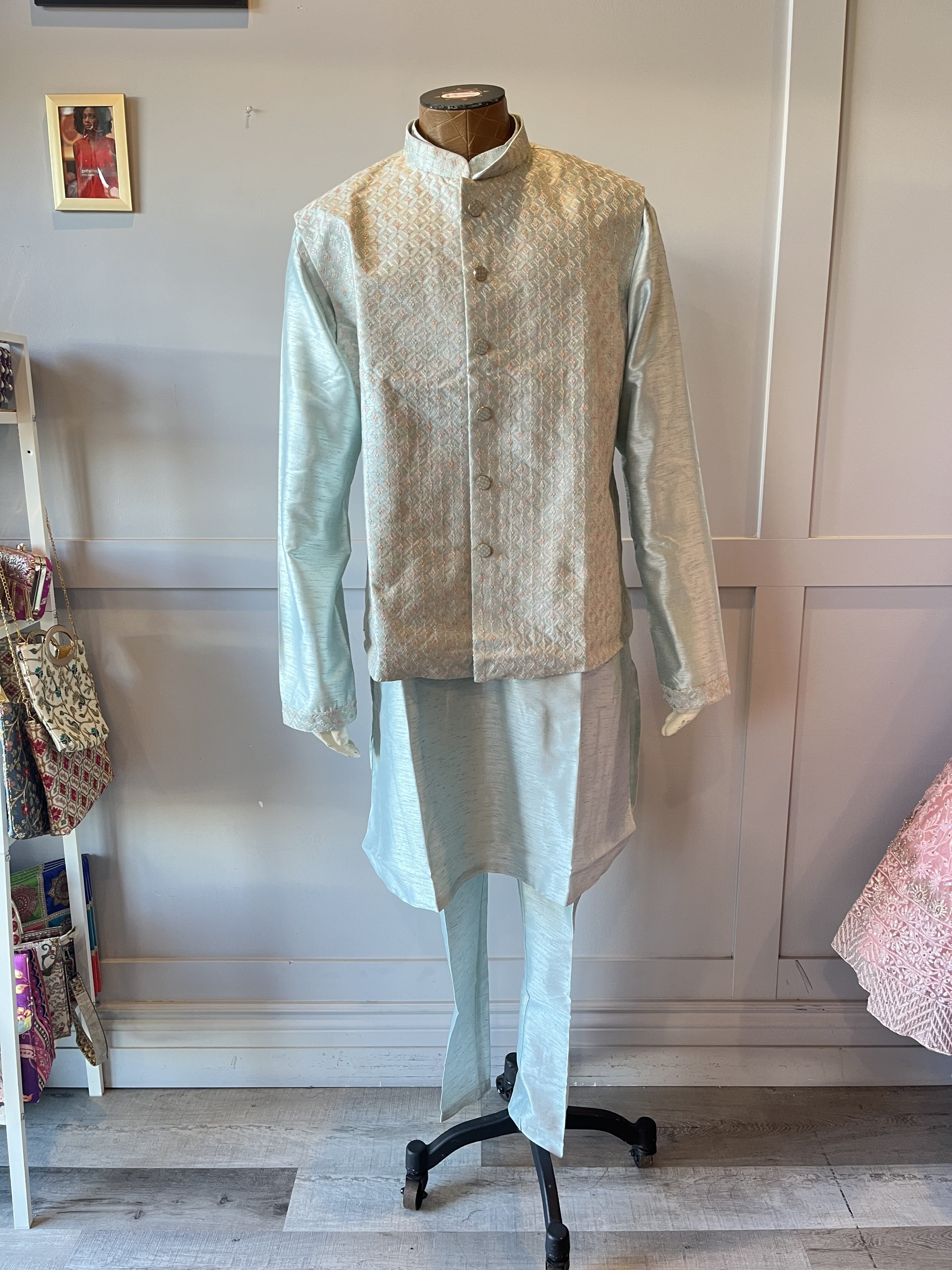 Light Blue Vest Kurta Set - Walmart.com