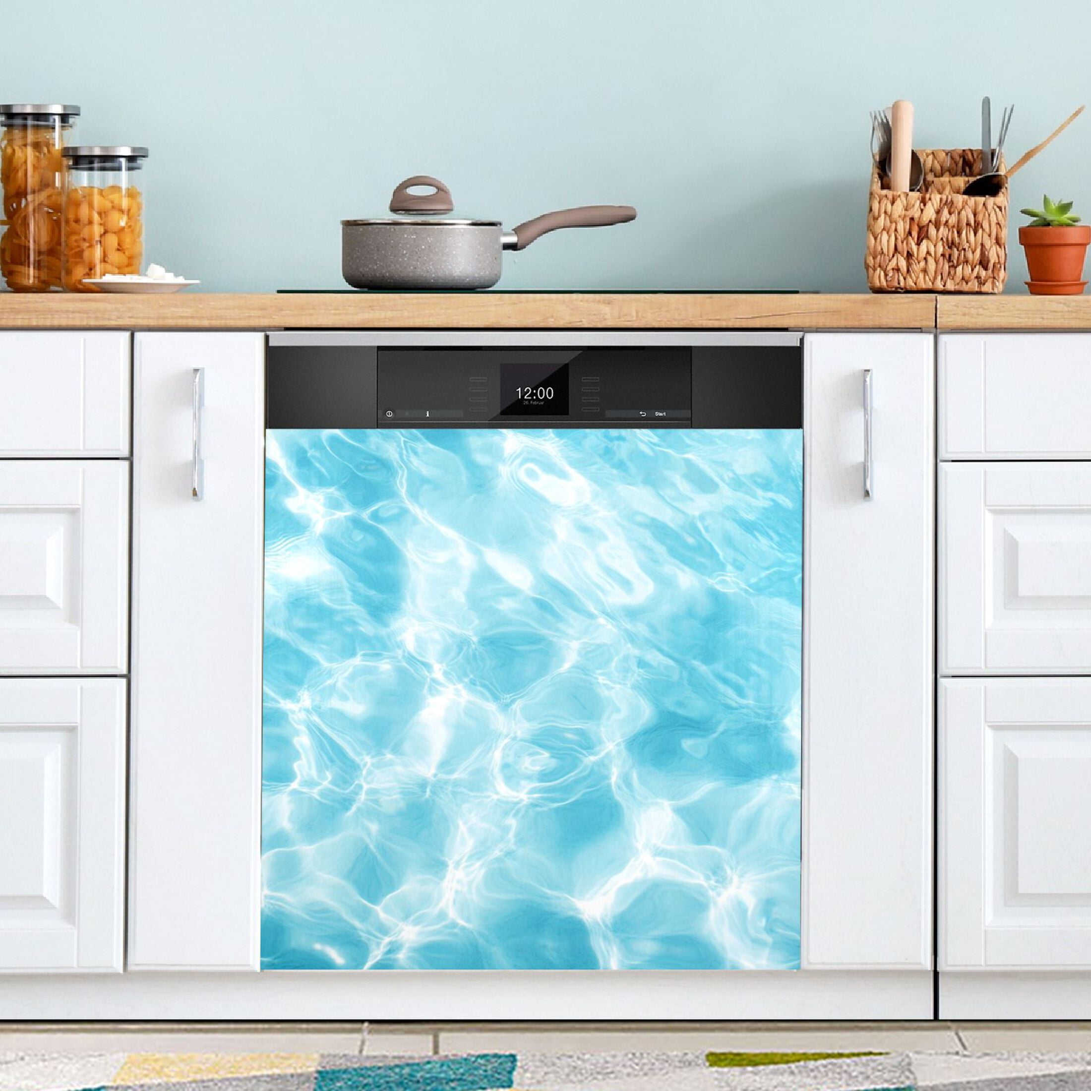 Light Blue Water Texture Dishwasher Magnet Refrigerator Magnetic Cover ...