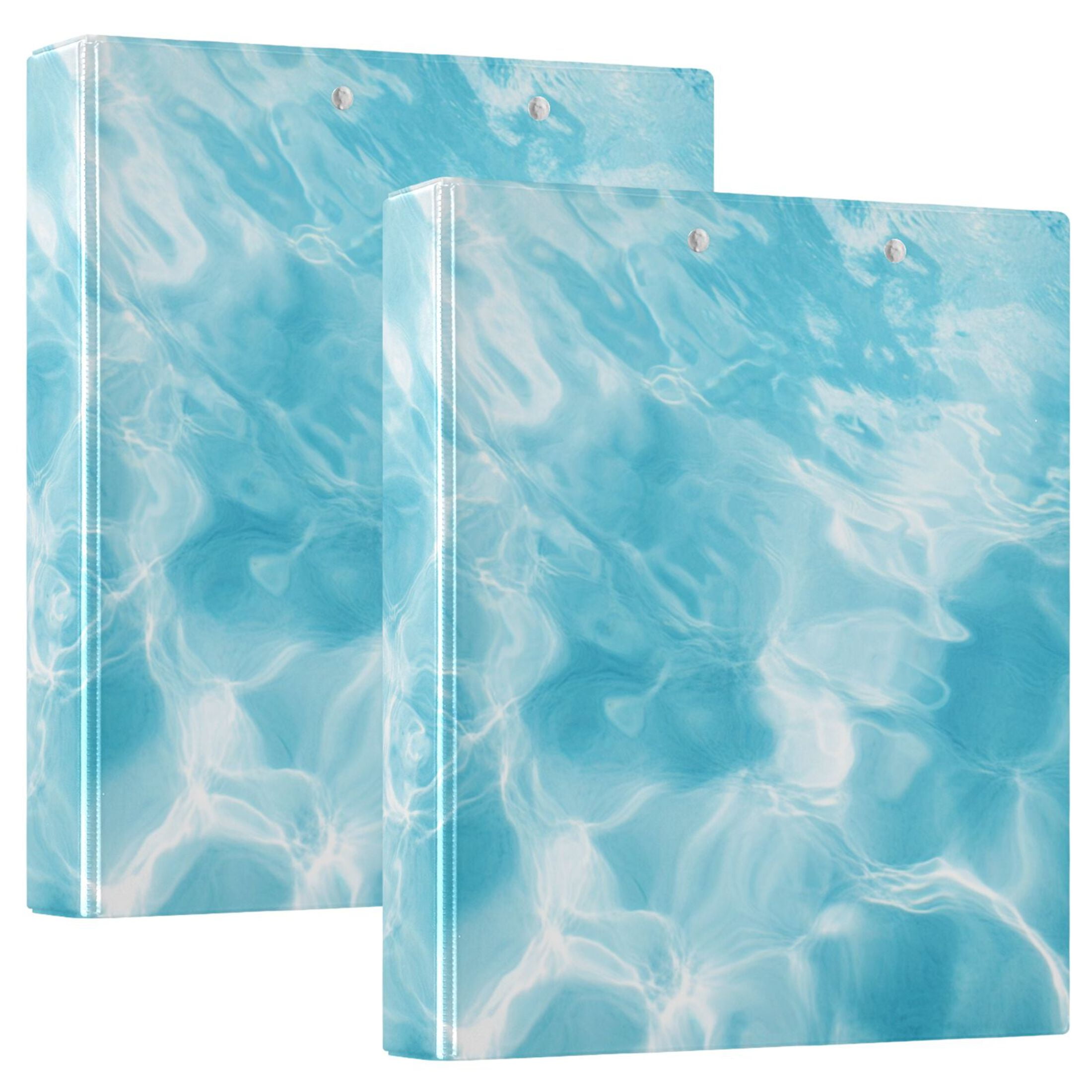 Light Blue Water Texture Round Ring Binder 3 Rings 1.5" Capacity File ...