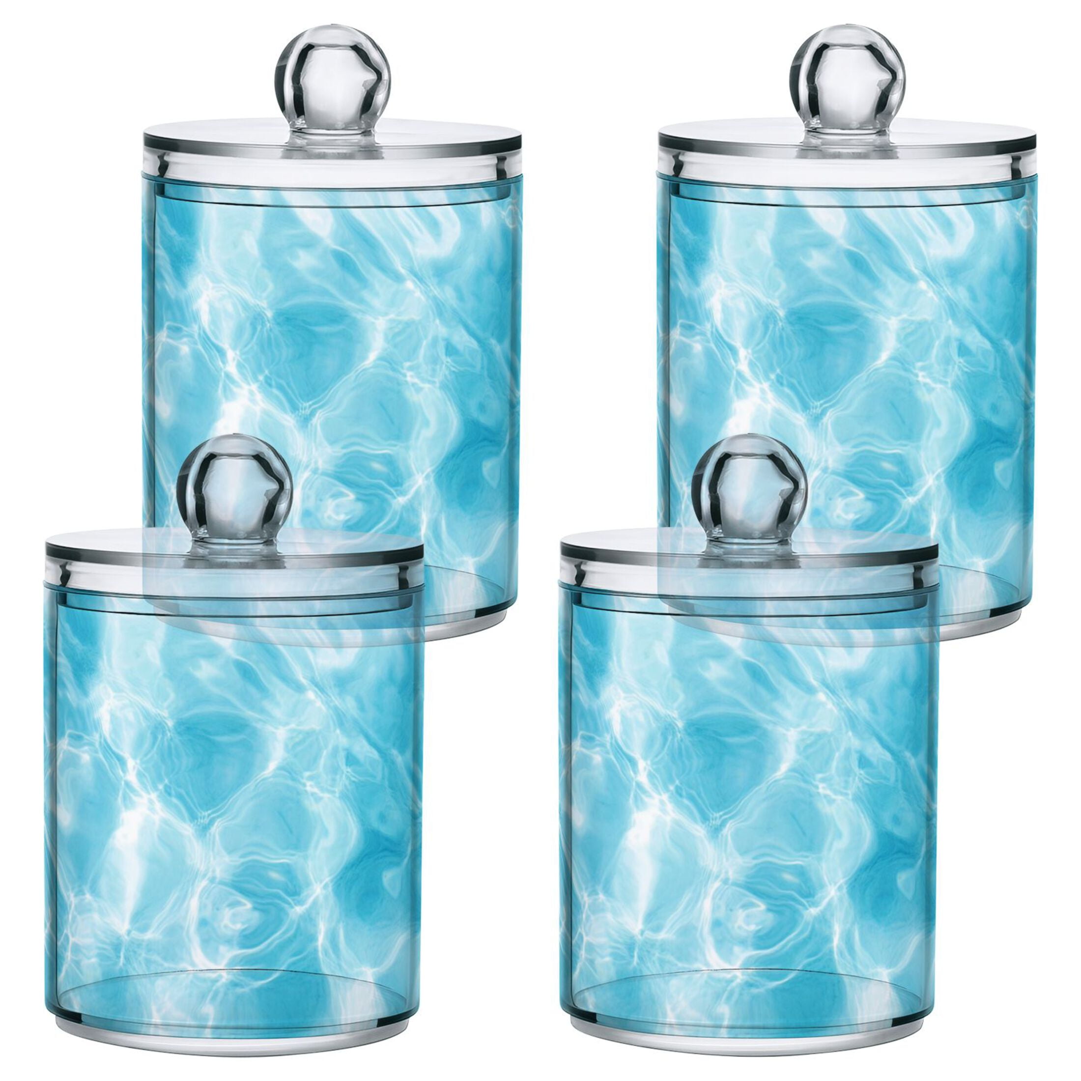 Light Blue Water Texture Translucent Plastic Cans Storage Canisters ...