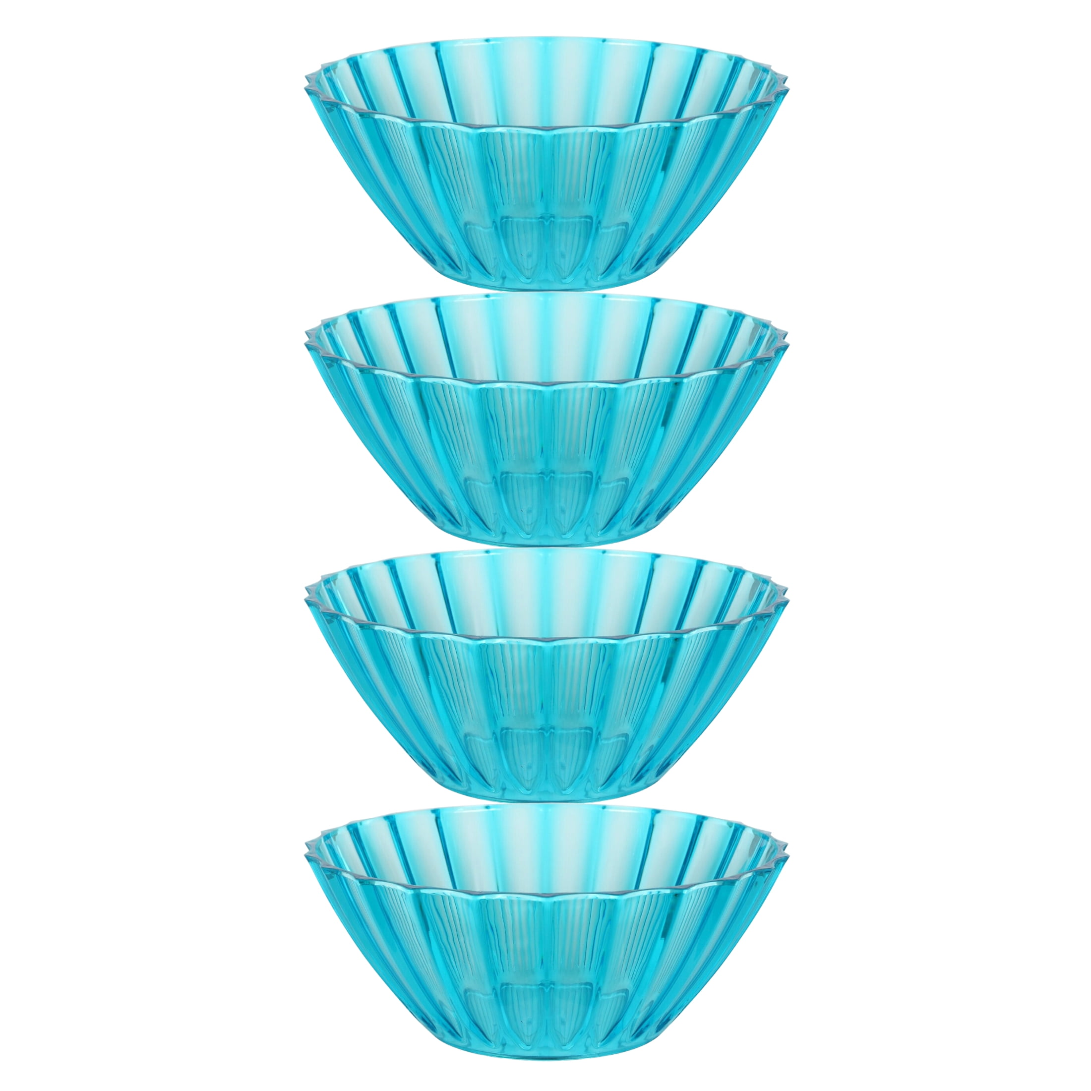 Light Blue Wavy Plastic Bowls 3.5x8.5 Inches Reusable Serving Bowl for ...