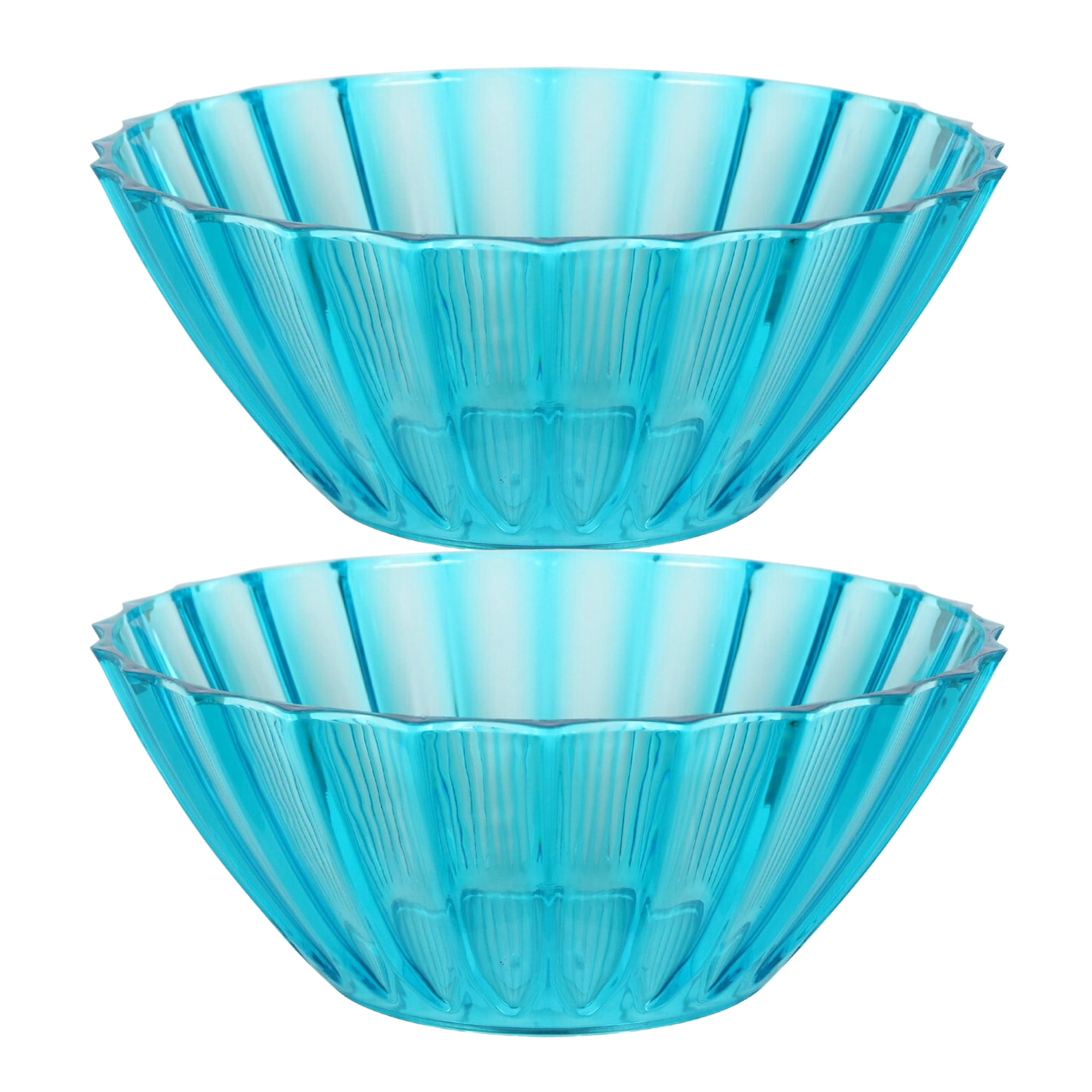 Light Blue Wavy Plastic Bowls 3.5x8.5in Reusable Serving Bowl for Home ...