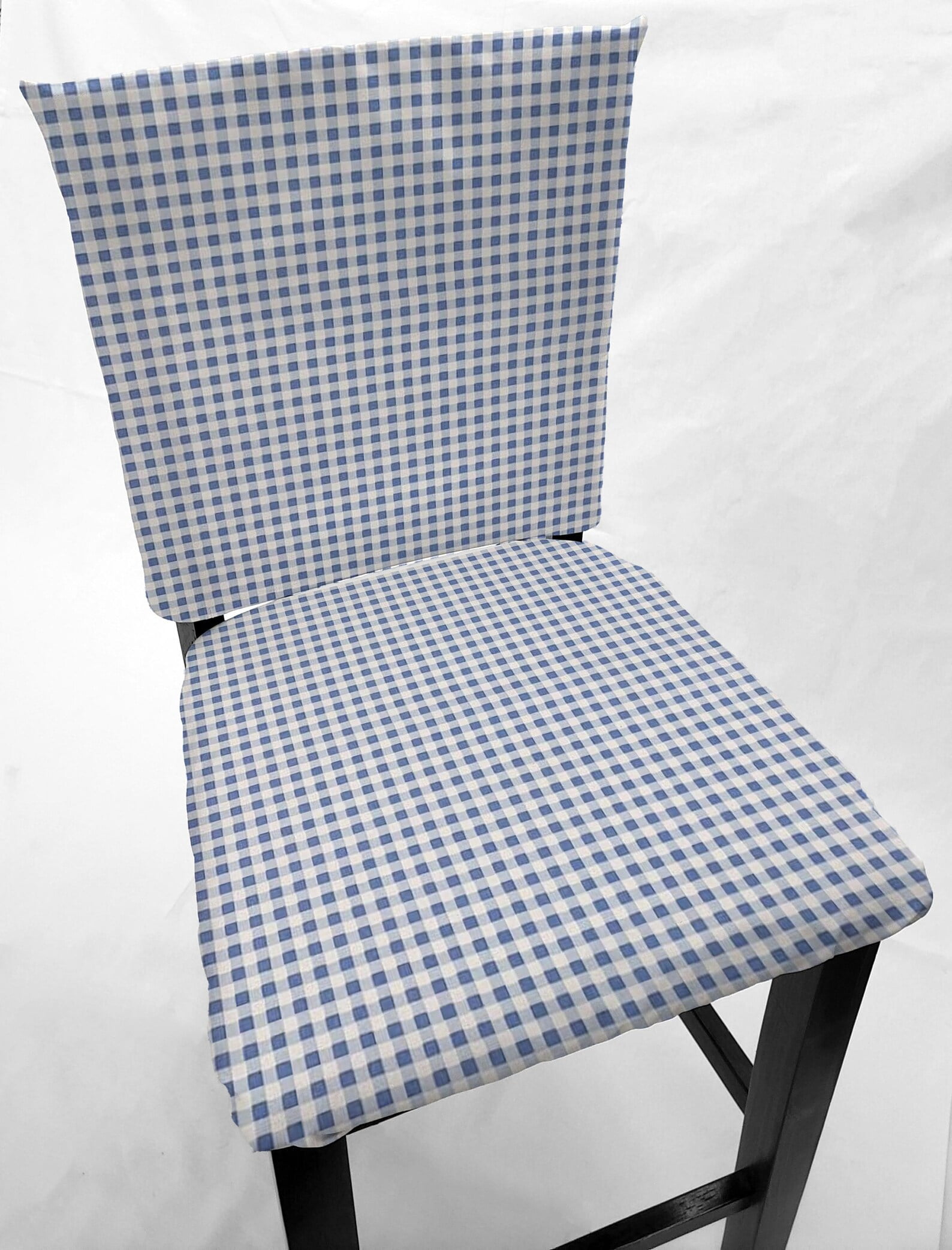 Light Blue & White Checked Gingham Dining Room Chair Back Covers or ...