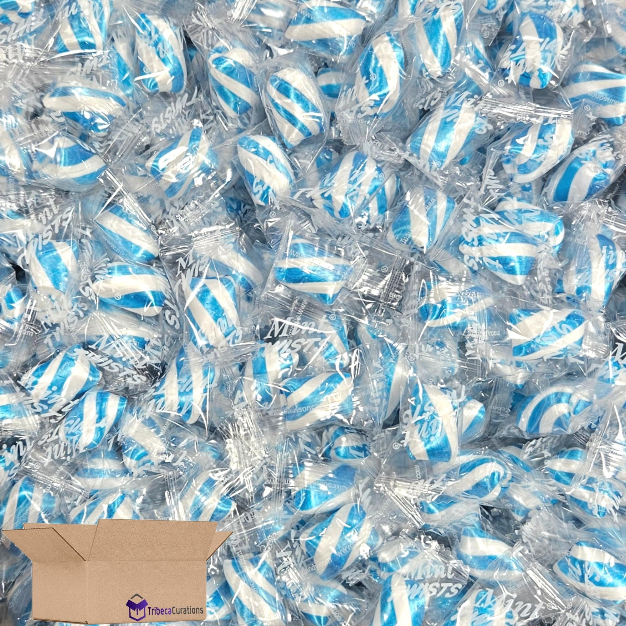Light Blue & White Cylinder Shaped Mint Candy Twists Bulk 5 Pound Bag ...