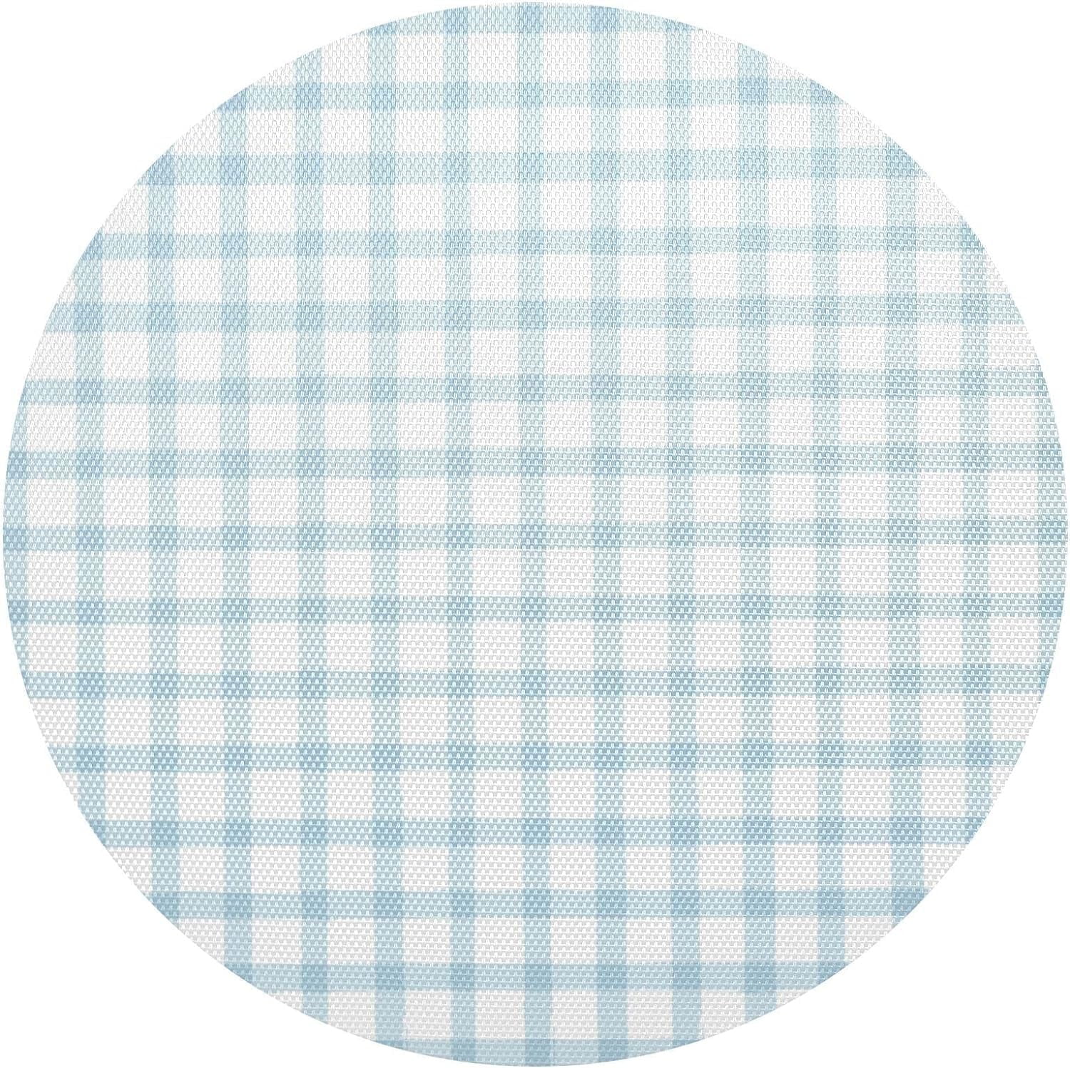 Light Blue White Square Grid Round Placemat Set of 1, Non-Slip Heat ...