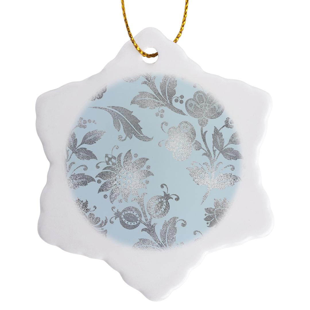 3drose, Light Blue with a Faux Silver Floral Damask Overlay, 3 inch ...