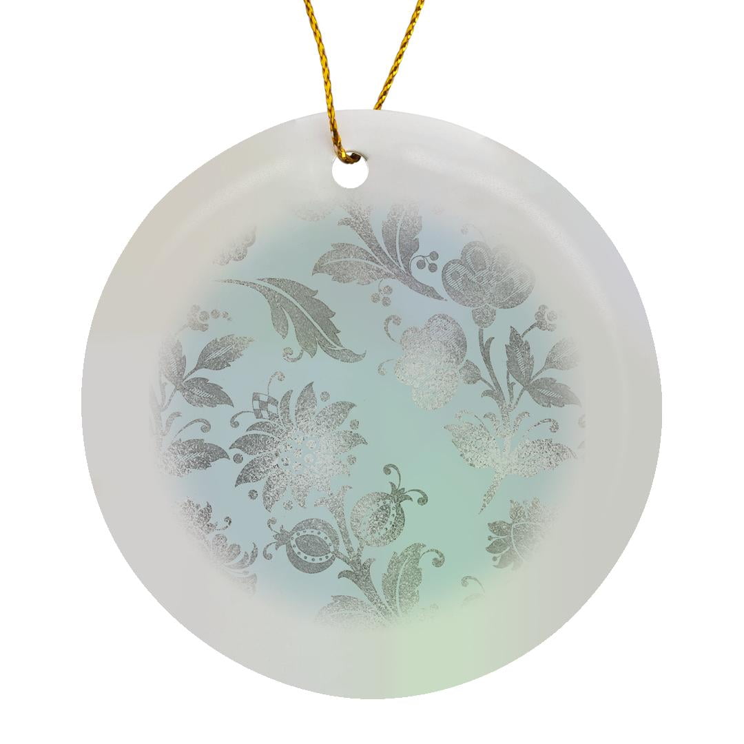 3drose, Light Blue with a Faux Silver Floral Damask Overlay, Circle ...