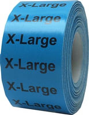 Light Blue X-Large Color Coding Clothing Size Strip Stickers | 1.25 x 5 ...