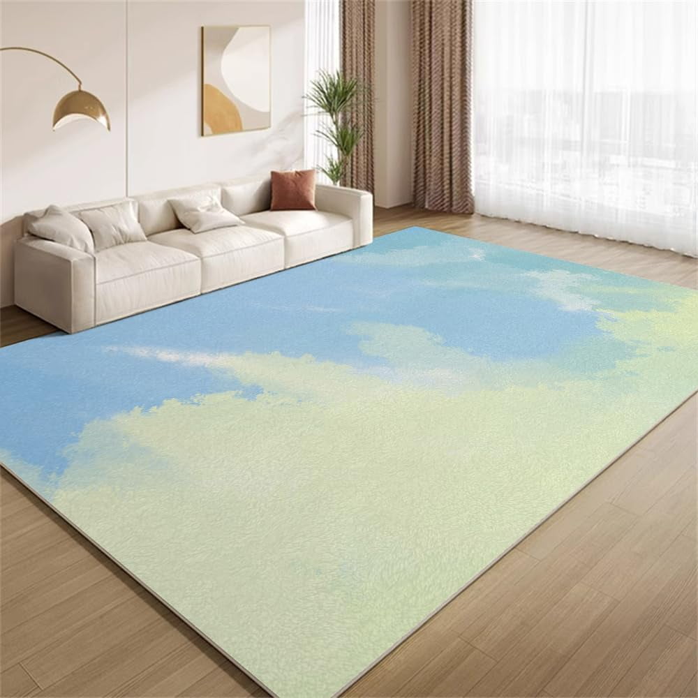 Light Blue/Yellow Area Rug, Modern Minimalist Gradient Rug, Light And ...
