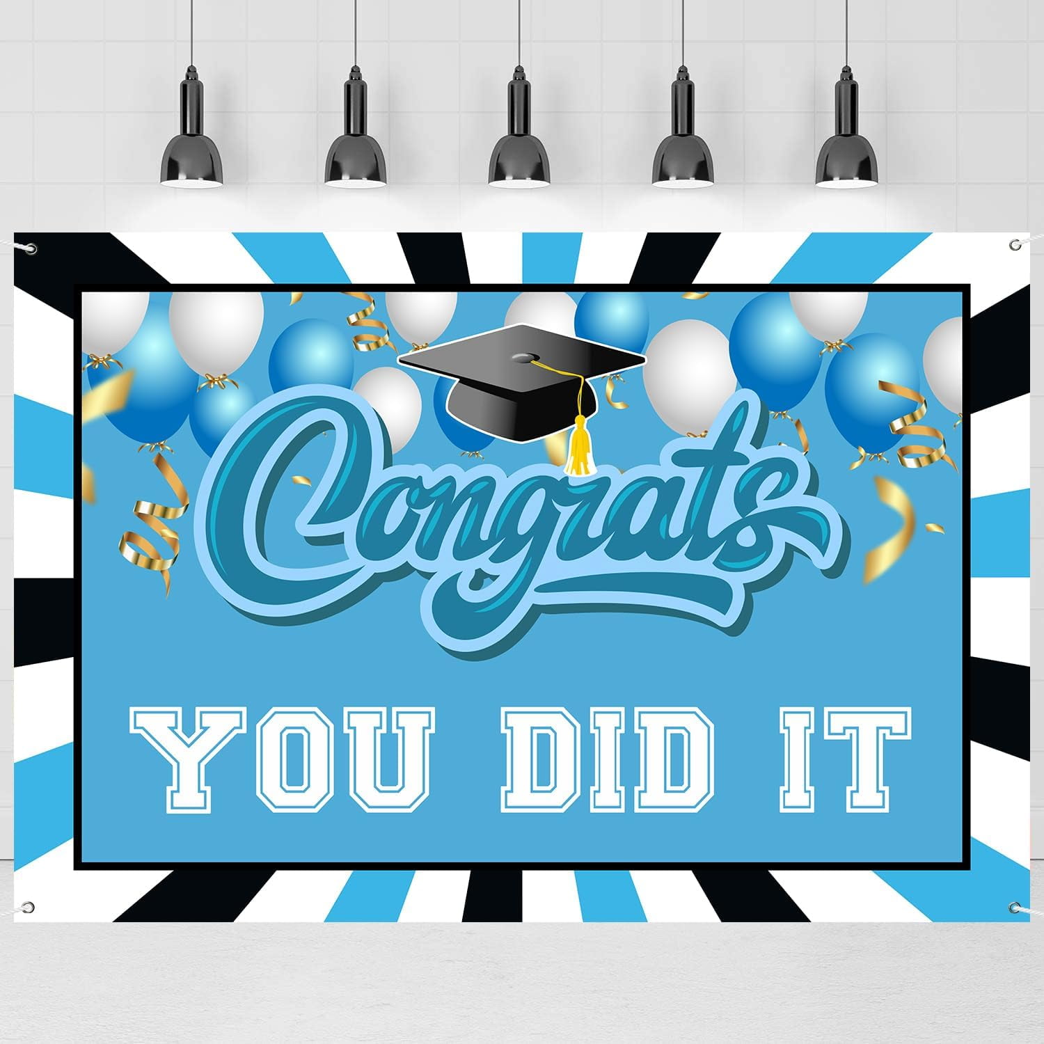 Light Blue You Did It Backdrop Banner, Graduation Photography Backdrop ...