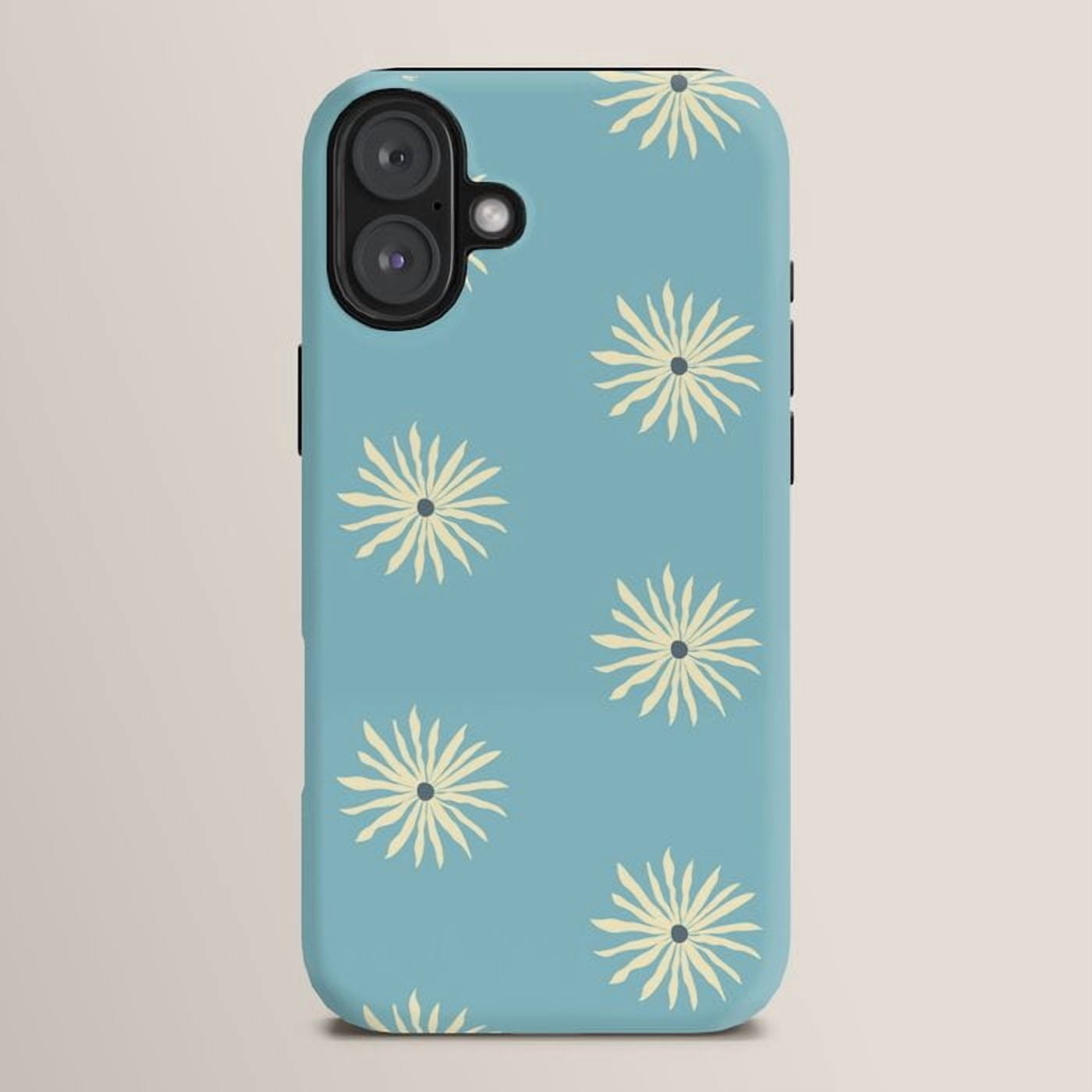 Light Blue and Cream Daisy Floral Tough Phone Case for Apple iPhone ...