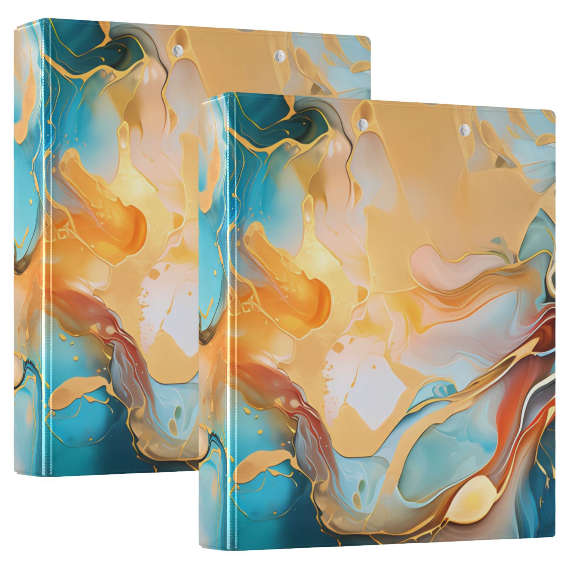 Light Blue and Gold Marble 3 Ring Hardcover Binders 1.5" Round Rings ...