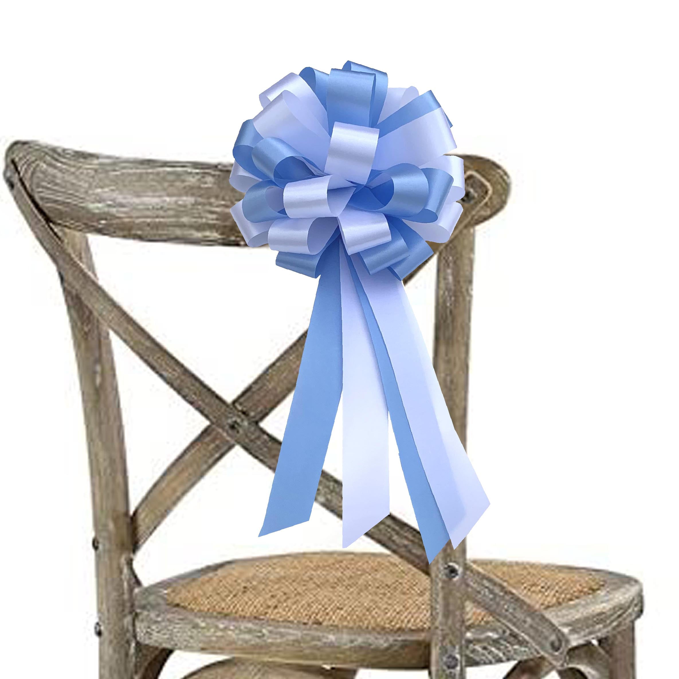 Light Blue and White Pull Bows - 8" Wide, Set of 6, Easter, Baby Shower ...