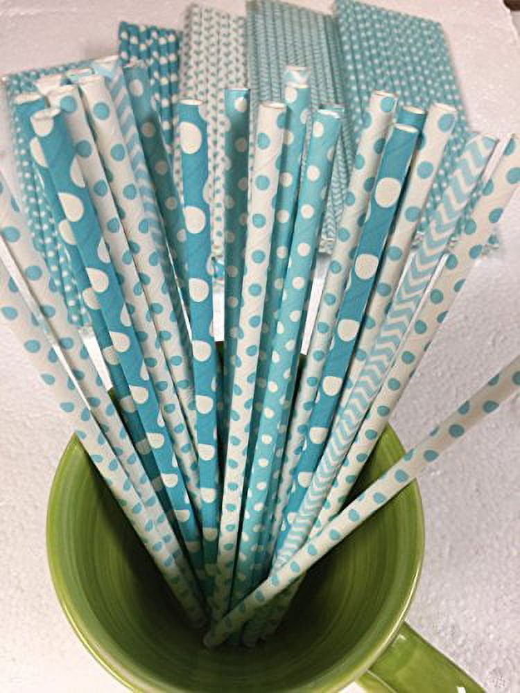 Light Blue and White Small Dot Paper Straws - Party DIY, Mason Jars ...