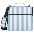 Light Blue-white Stripes Zipper Binder Bag with Shoulder Strap 3 Ring ...