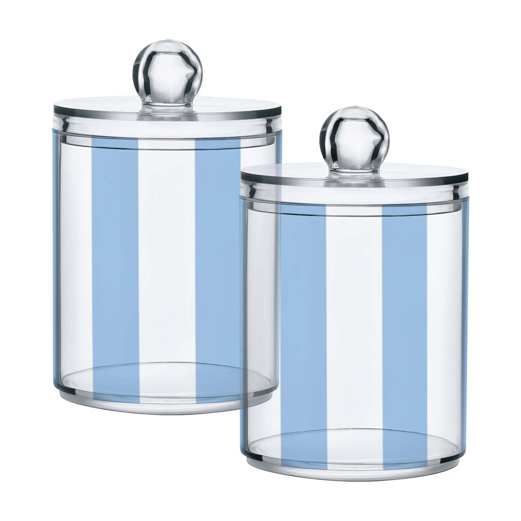 Light Blue-white Stripes Translucent Plastic Cans Storage Canisters ...