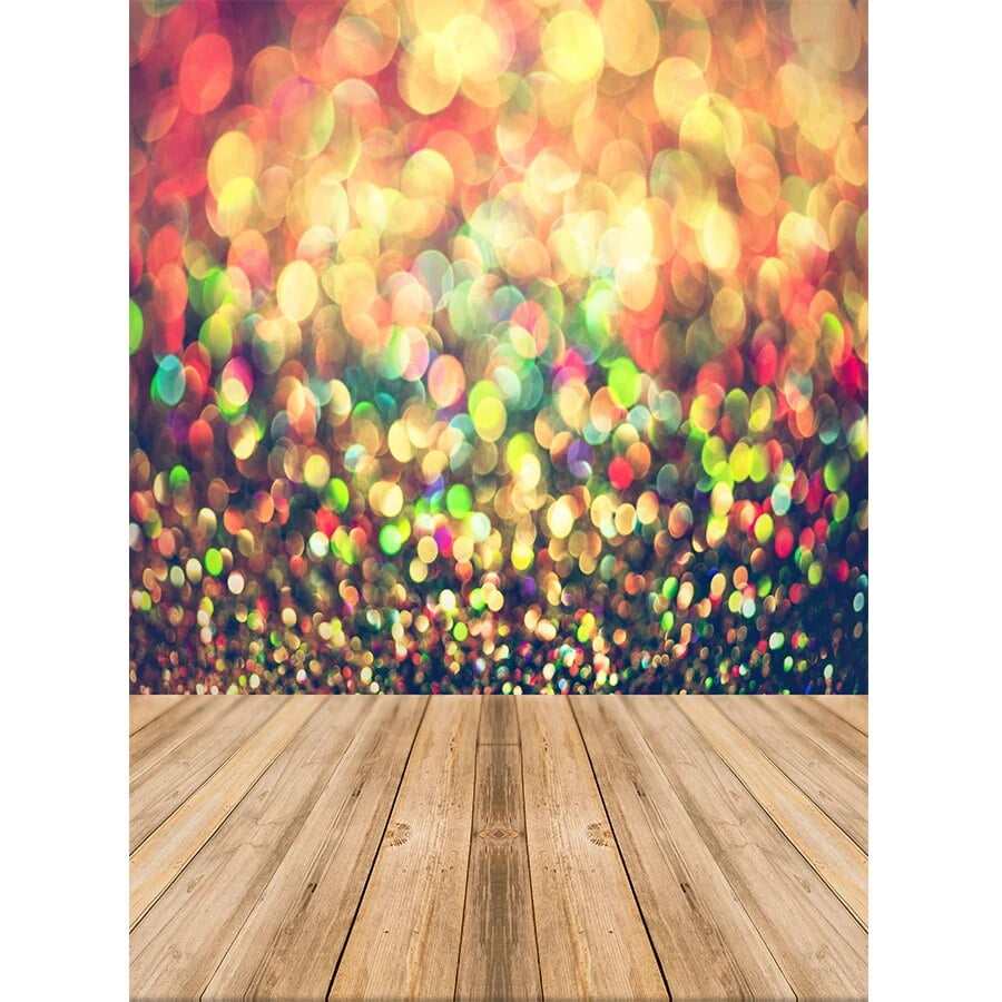 Light Bokeh Glitters Sequins Wooden Floor Dreamy Portrait Photo Backdrop Birthday Wedding ...
