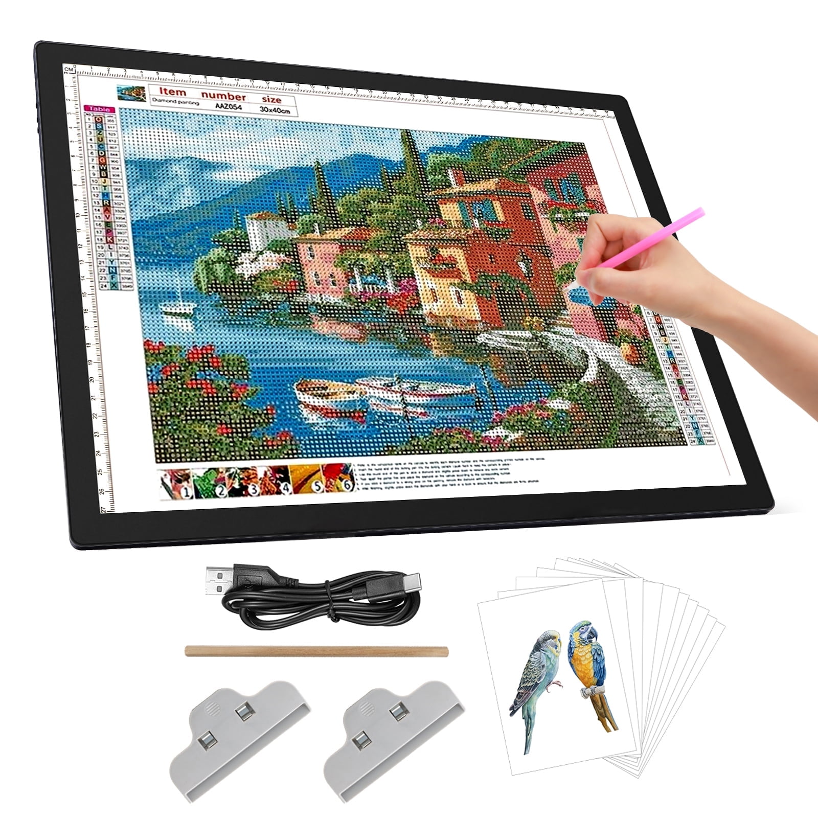 Light Box A3 with Clips,Rechargeable Led Light Pad,3 Colors Dimmable ...