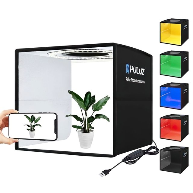 Light Box Photography, 9.8x9.8 inch Portable Photo Studio Box with LED ...