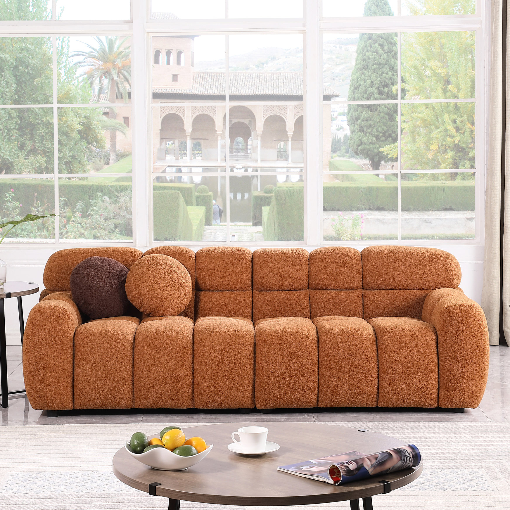 Light Brown Boucle Upholstery 3 - Seater Sofa - Provides a Cozy and ...