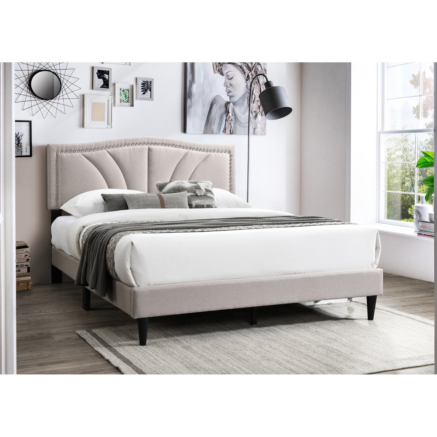 Burlap Bed Frame - Contemporary Modern Style - Bedroom Furniture ...