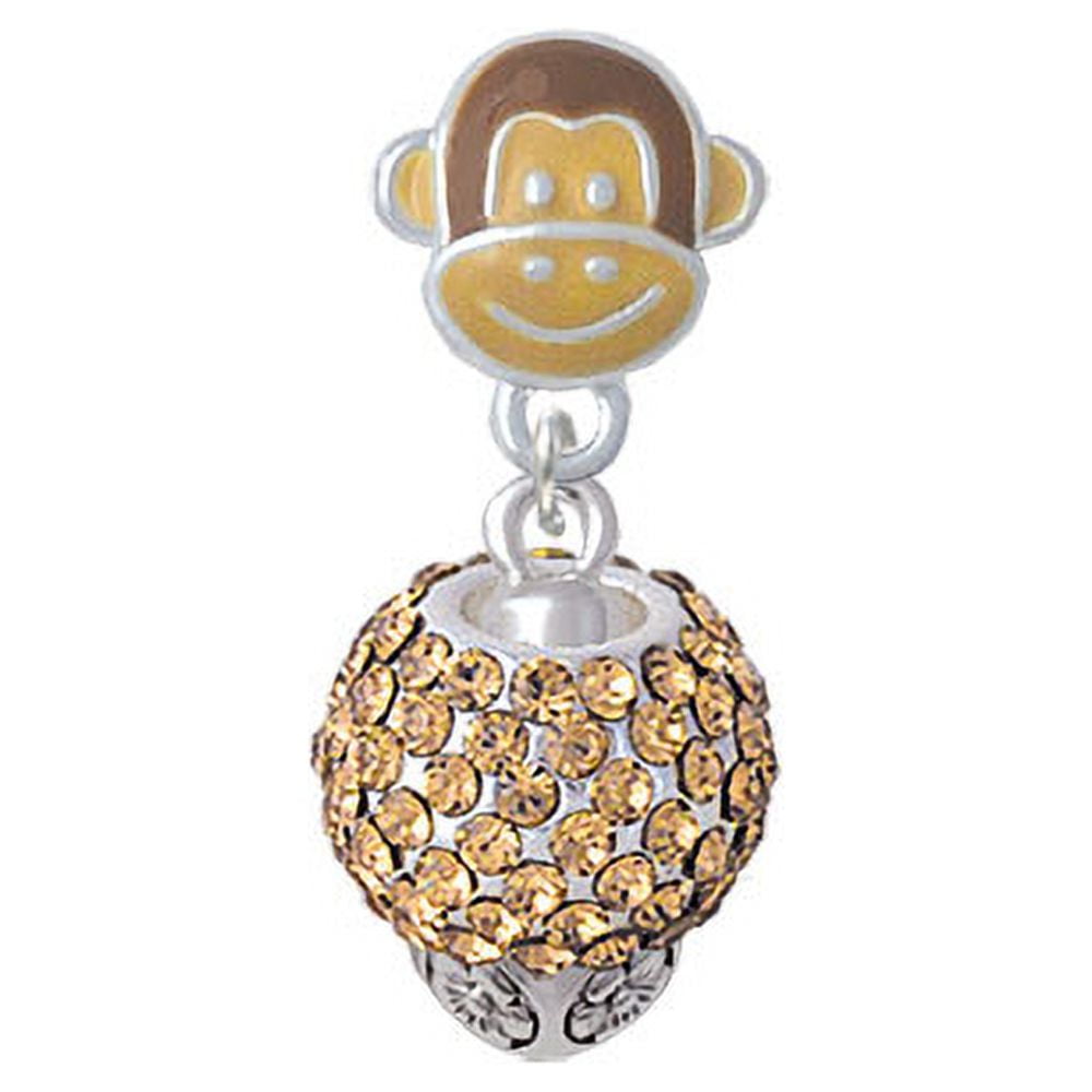 Light Brown Crystal Sparkle Spinner - Monkey Face Charm Bead - Walmart.com