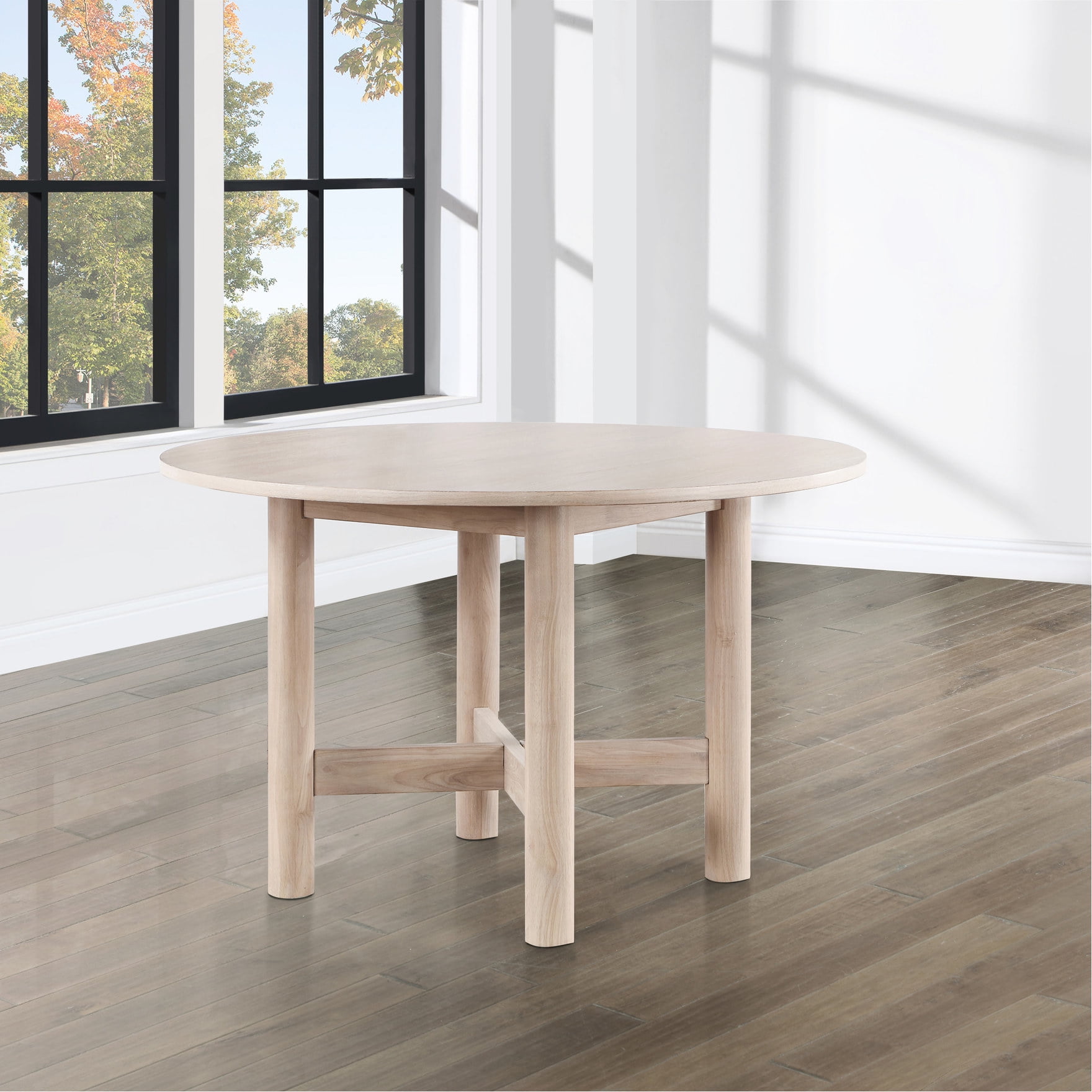 Light Brown Oak Veneer Round Table / Good for Compact Spaces ...