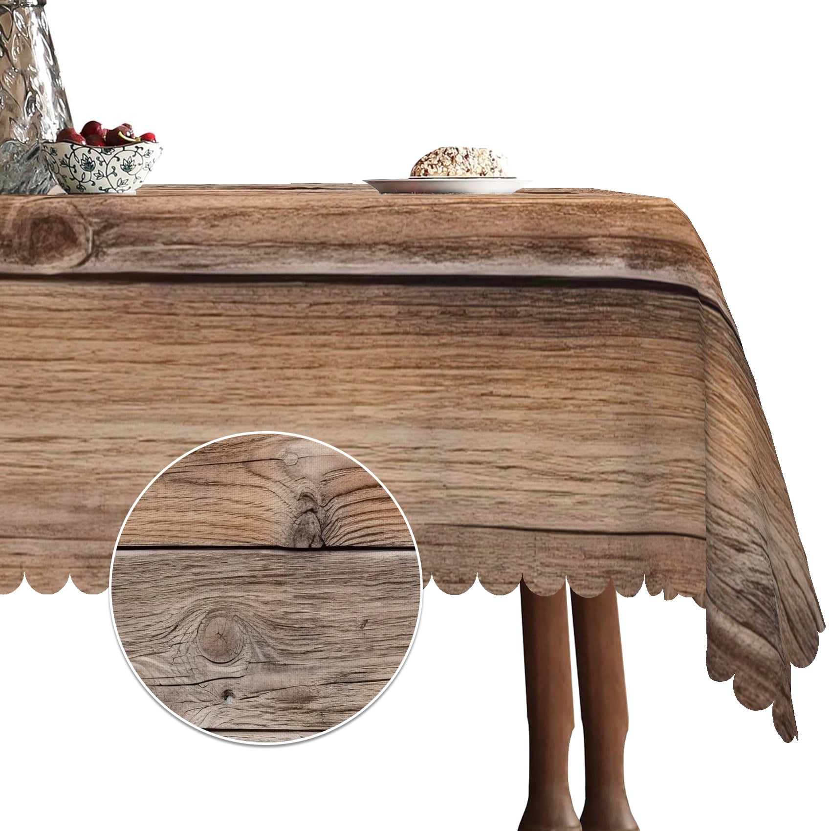 Light Brown Tablecloth for Rectangle Tables,Wooden Grain Table Cloth ...
