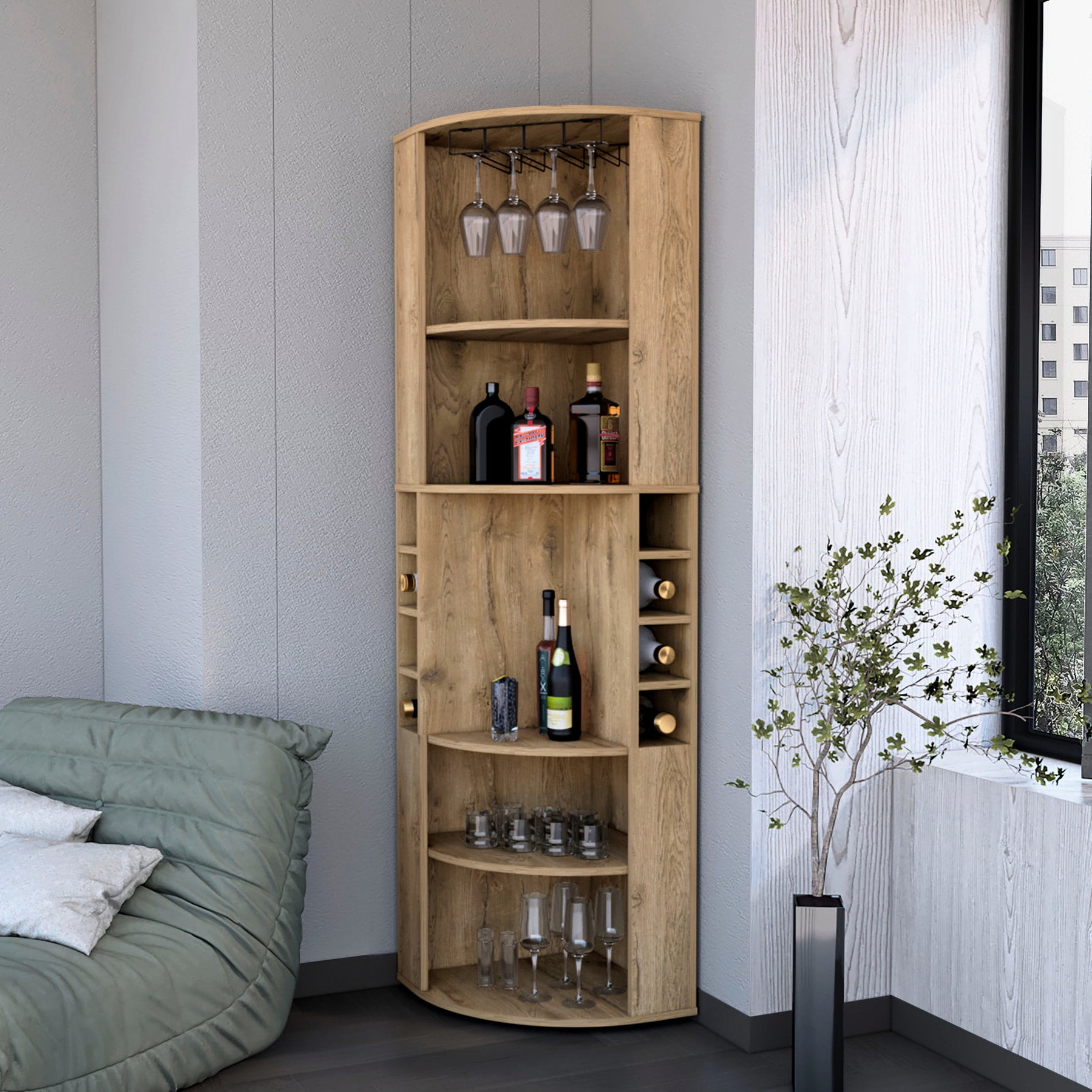 Light Brown Wood, Vertical Design | Entertainment Area, Keeps Bar Items ...