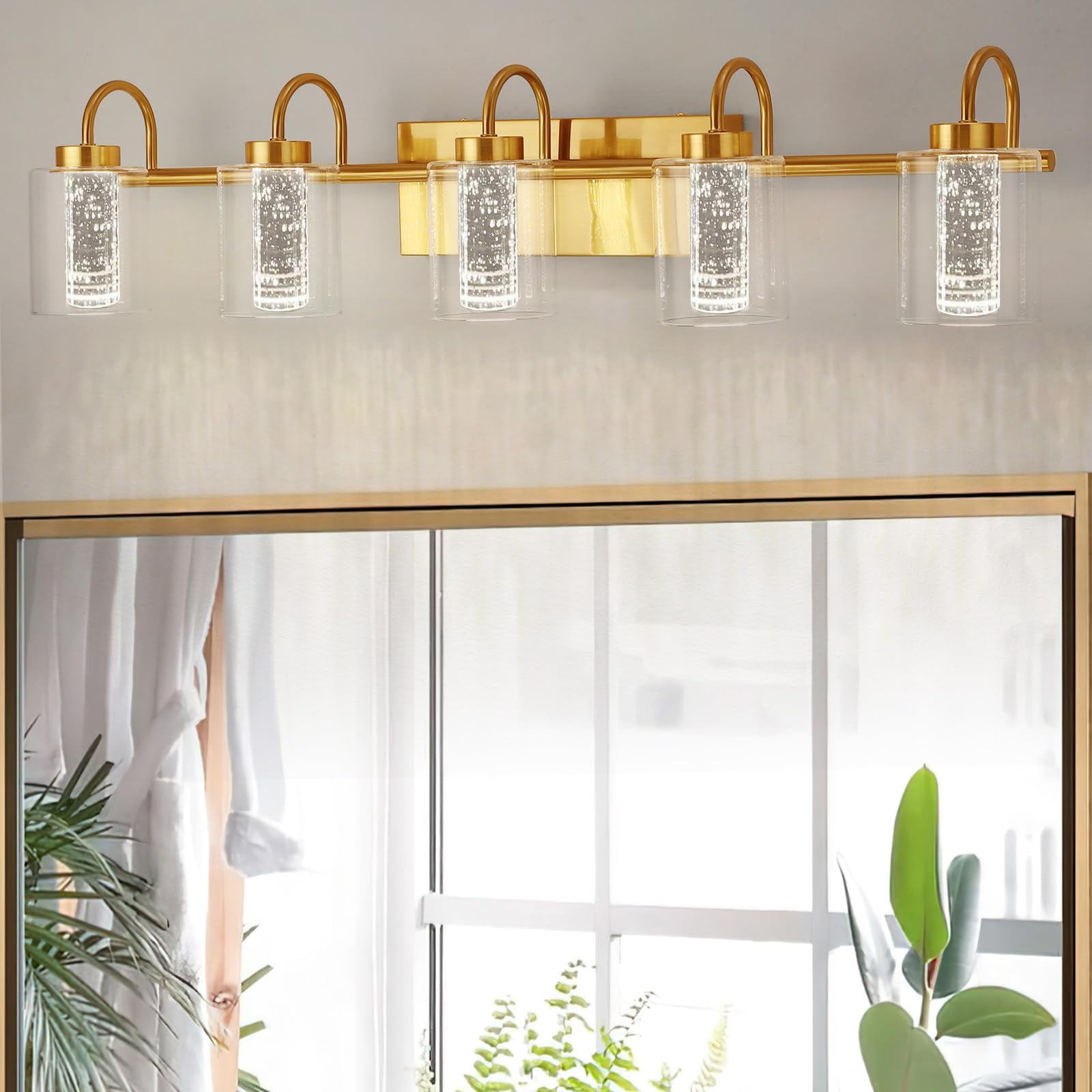 Light Brushed Gold Vanity Lights, Bathroom Light Fixtures Crystal ...