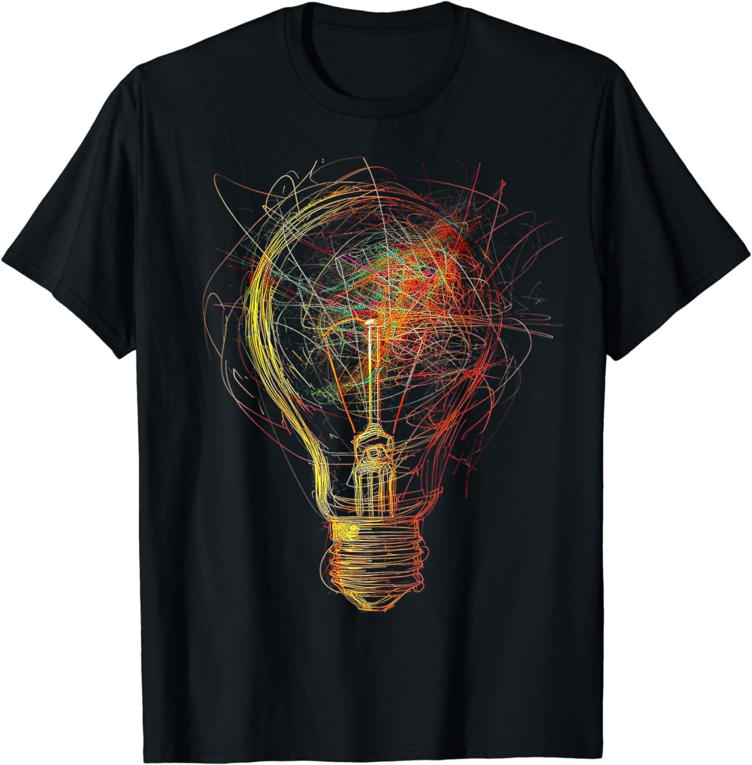 Light Bulb Abstract Drawing Colorful Art Graphic T-Shirt - Walmart.com
