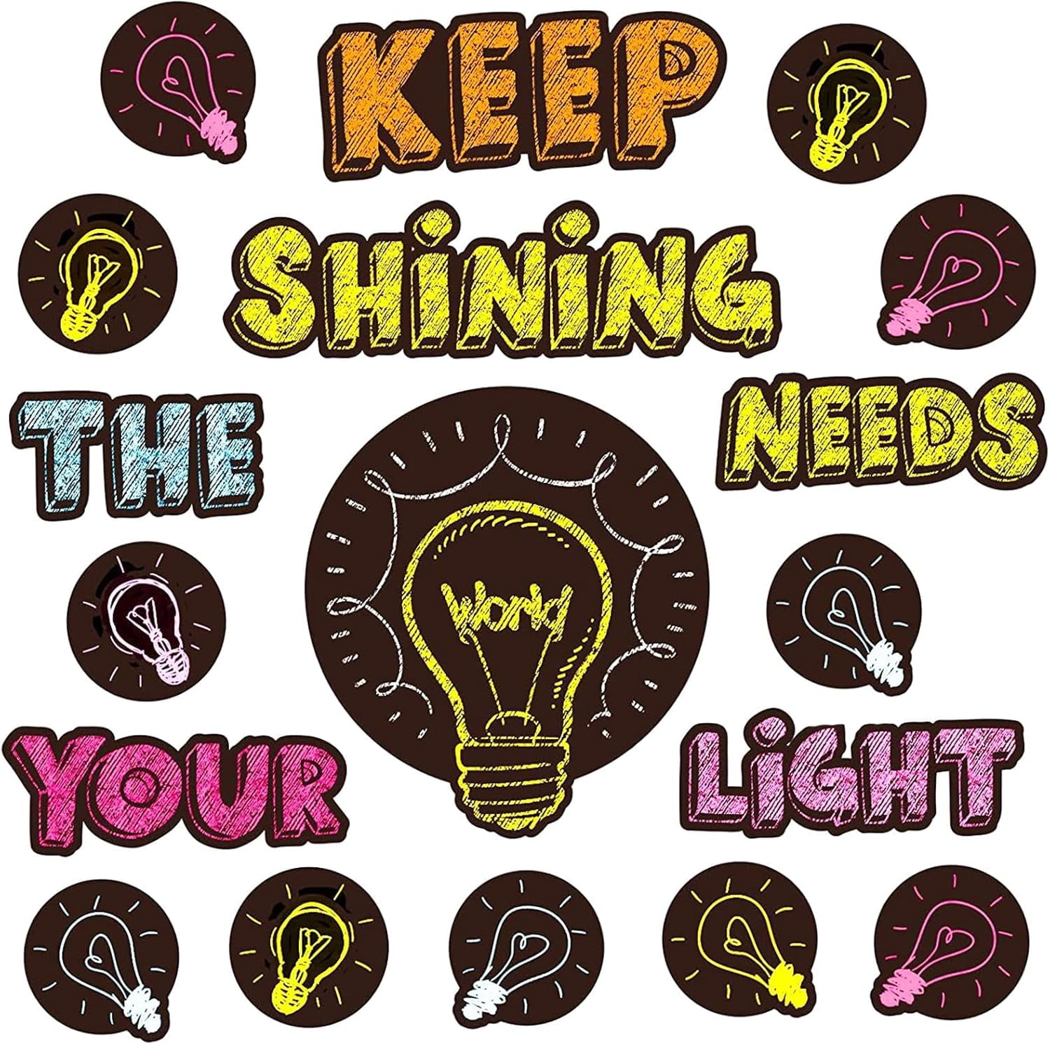 Light Bulb Keep Shining Classroom Bulletin Board Set Chalkboard ...